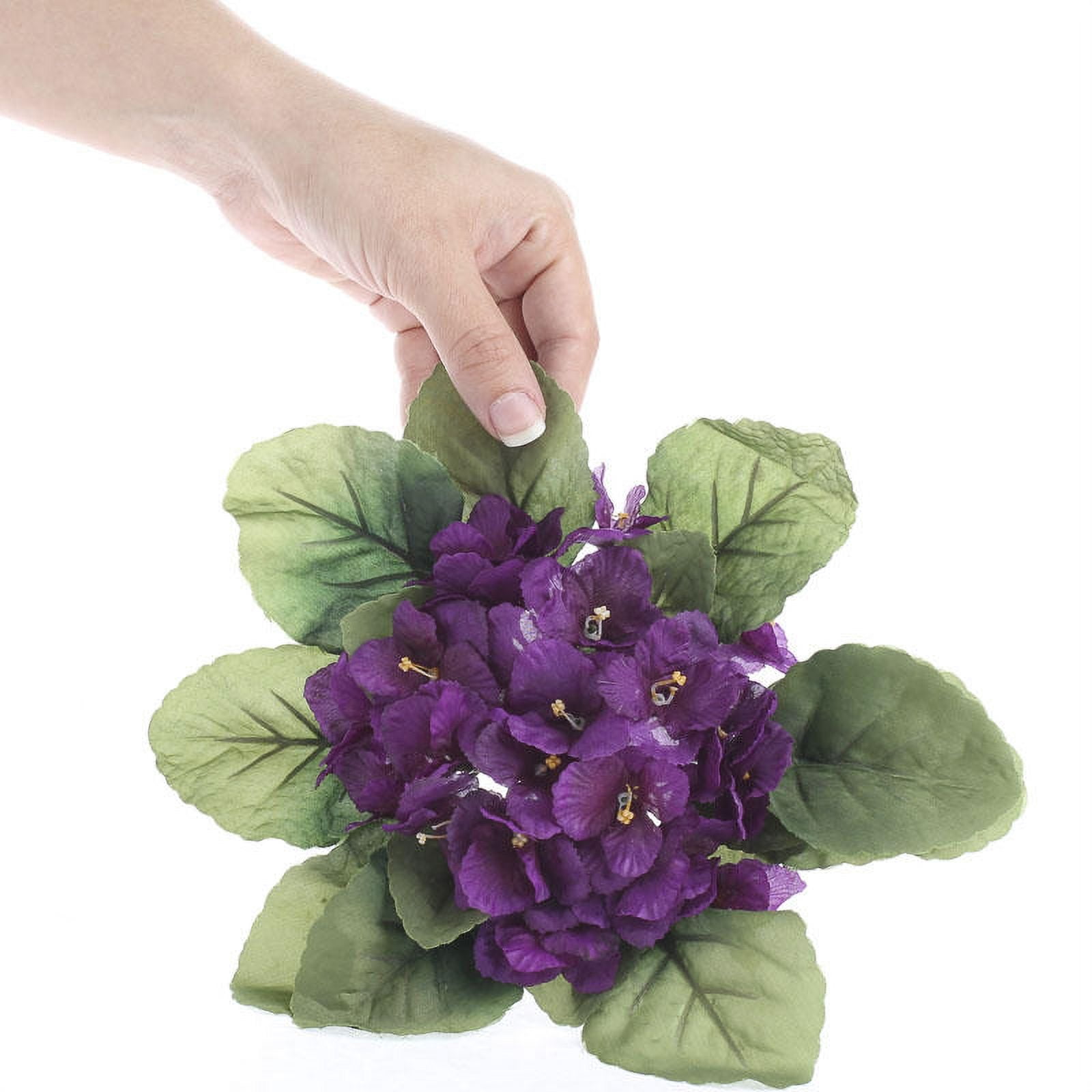 Set of 3 Faux Purple African Violet Silk Flower Bushes - For Year Round ...