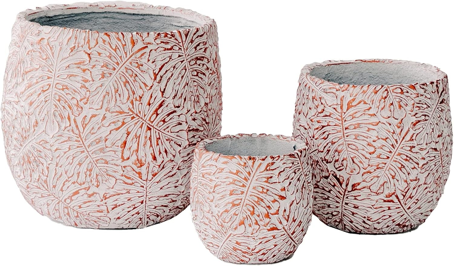 Set of 3 Fiberstone Round Planters – Modern Cement Pots (16", 12.2", 8. ...