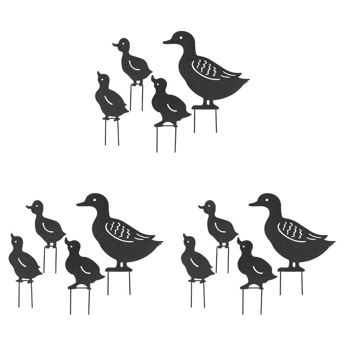Set of 3 Figurine Wrought Iron Decorational Duck Garden Figures Pond ...