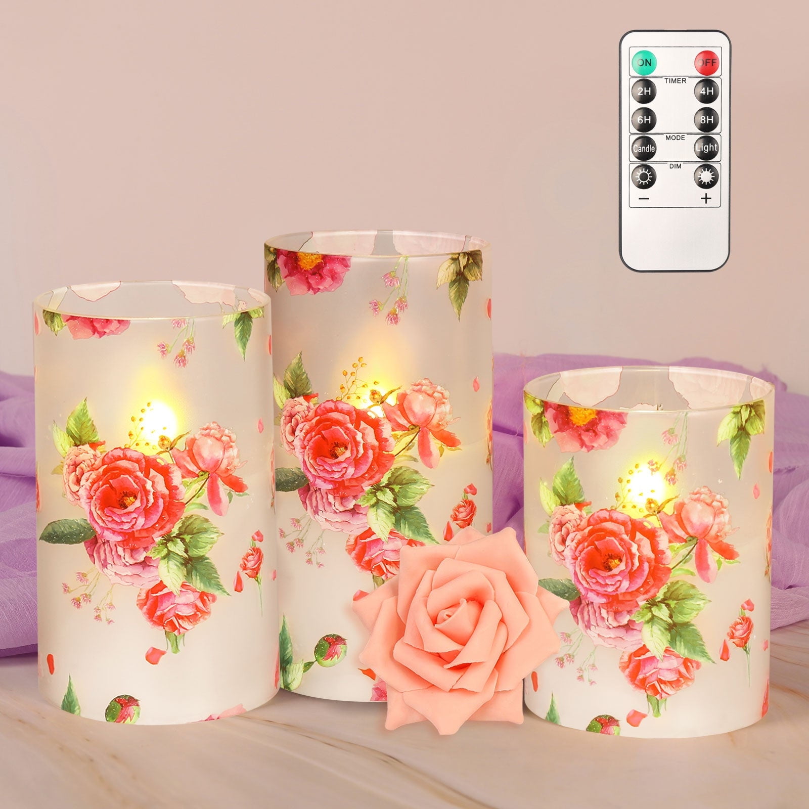 Set of 3 Flameless Candles with Remote & Timer, 4'' 5'' 6'' Battery ...