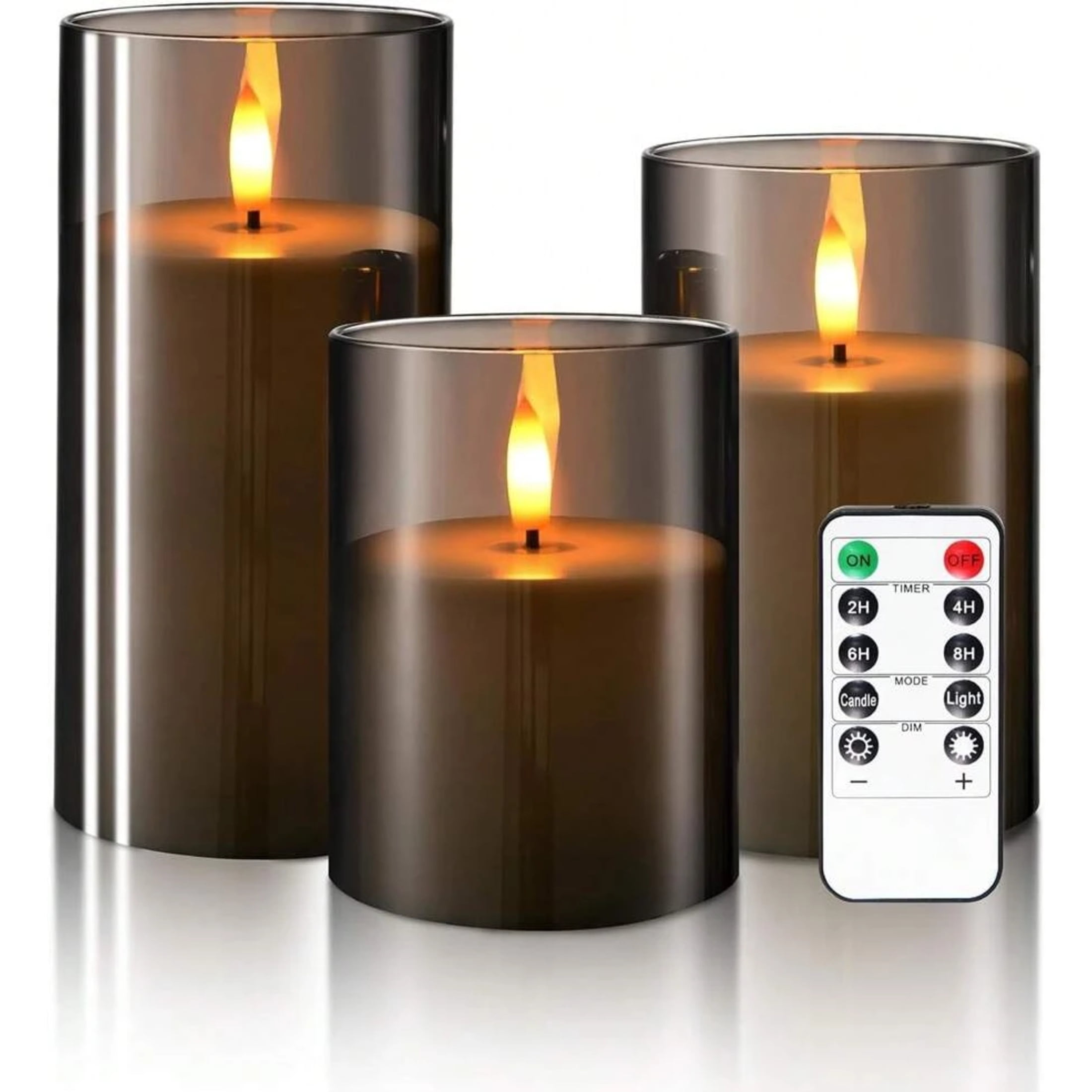 Set of 3 Flameless LED Candles - Battery Operated with 3D Realistic ...