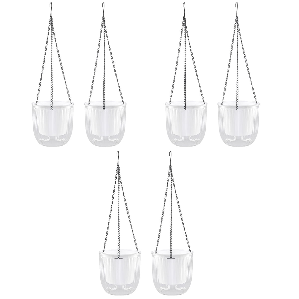 Set of 3 Flowerpot Hanging Planter House Self Watering Rack White ...