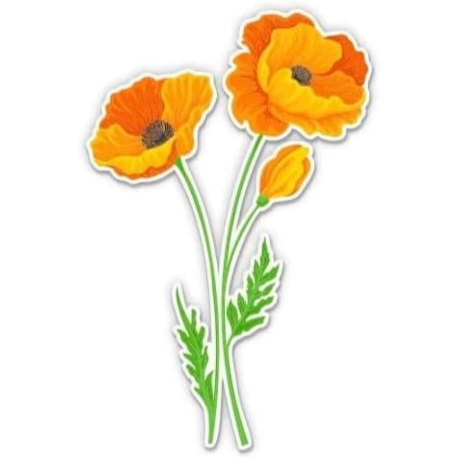 Set of 3 - Flowers Poppies - Vinyl Sticker - for Car Laptop Water ...
