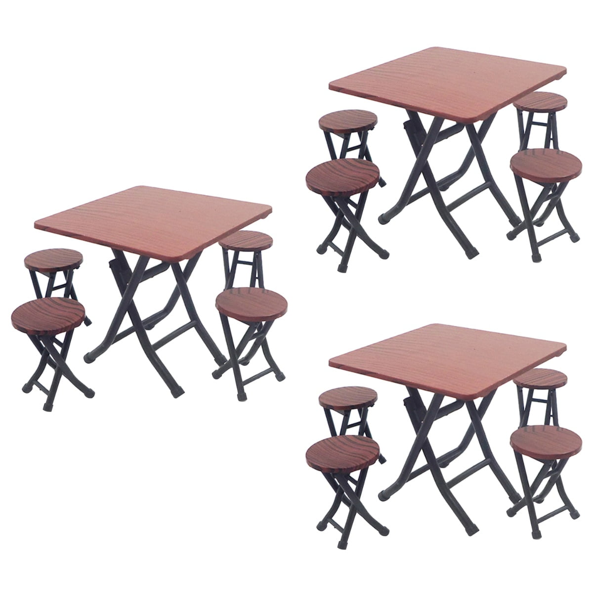 Set of 3 Foldable Mini House Furniture Miniature Table and Chairs ...