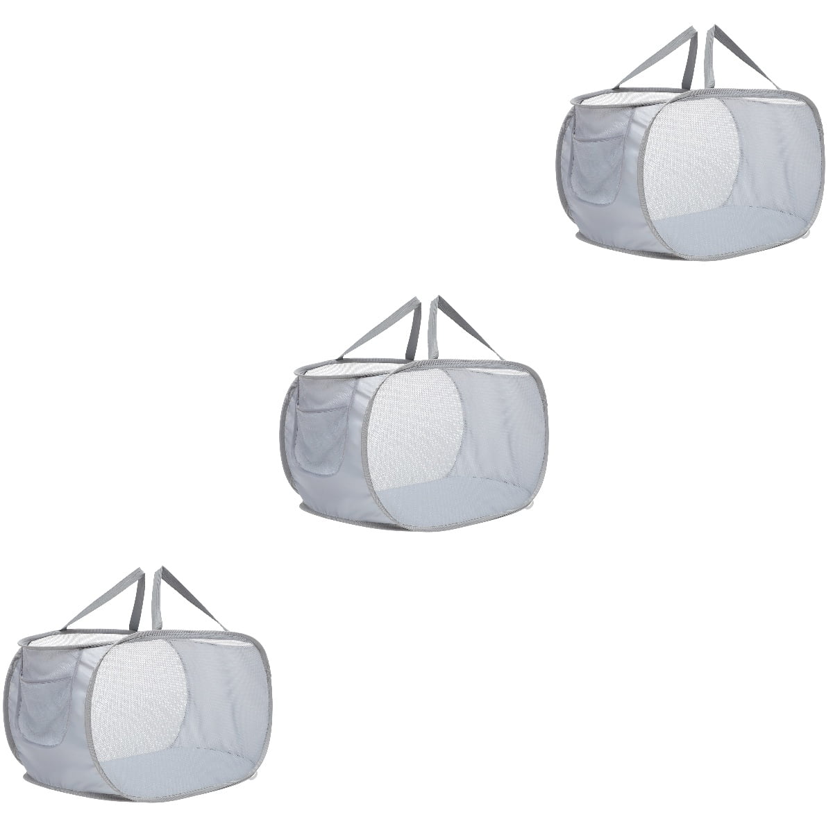 Set of 3 Folding Laundry Basket Storage Basket Laundry Bag Mesh Mesh ...