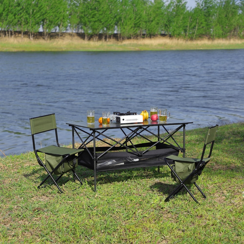 Set of 3, Folding Outdoor Table and Chair Set for Indoor, Outdoor ...