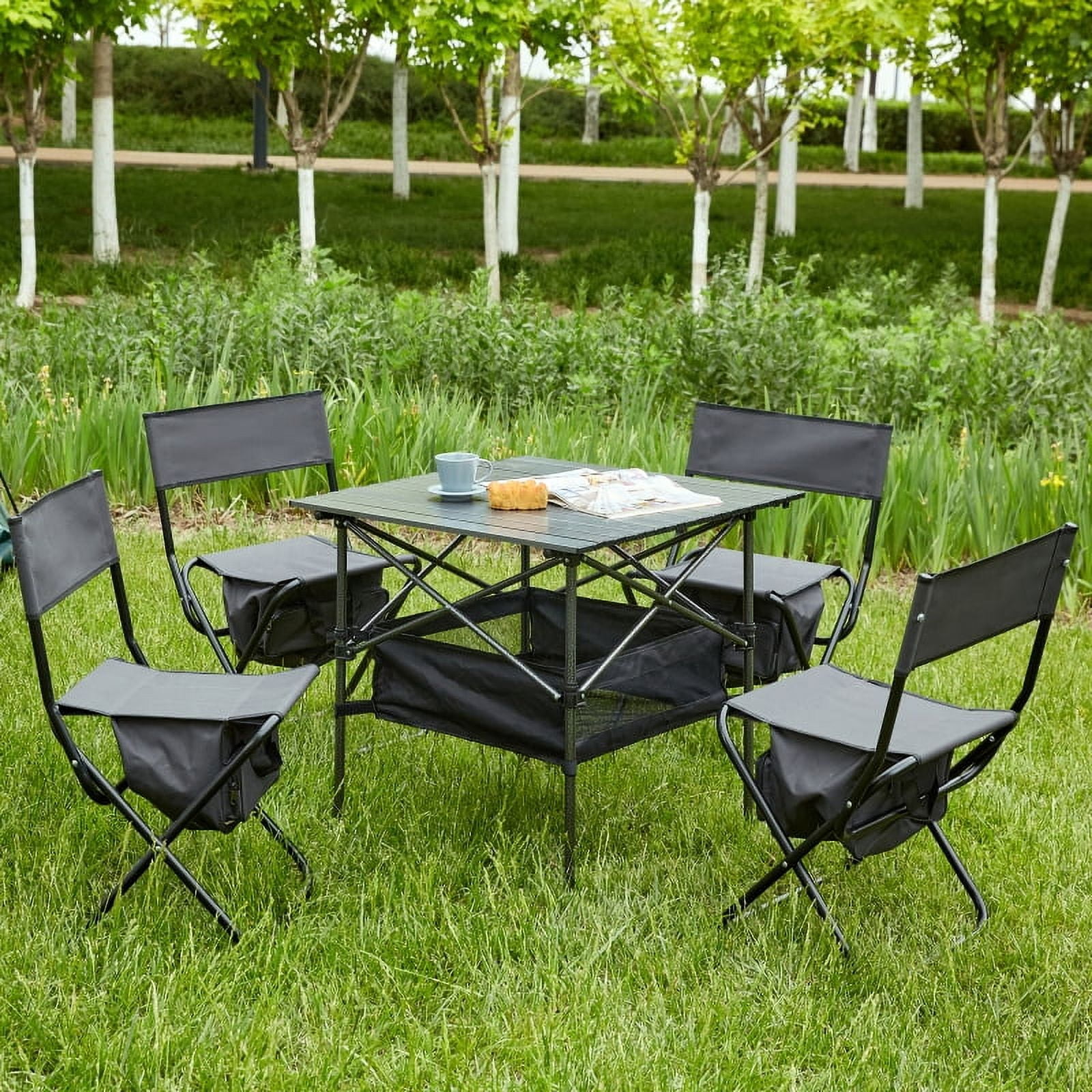 Set of 3, Folding Outdoor Table and Chairs Set for Indoor, Outdoor ...
