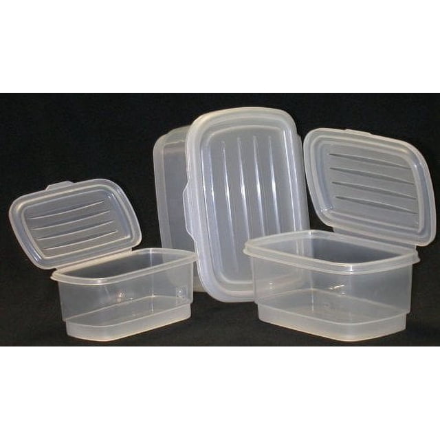 Set of 3 Food Storage Containers, Nested, Attached Lids, Dishwasher ...