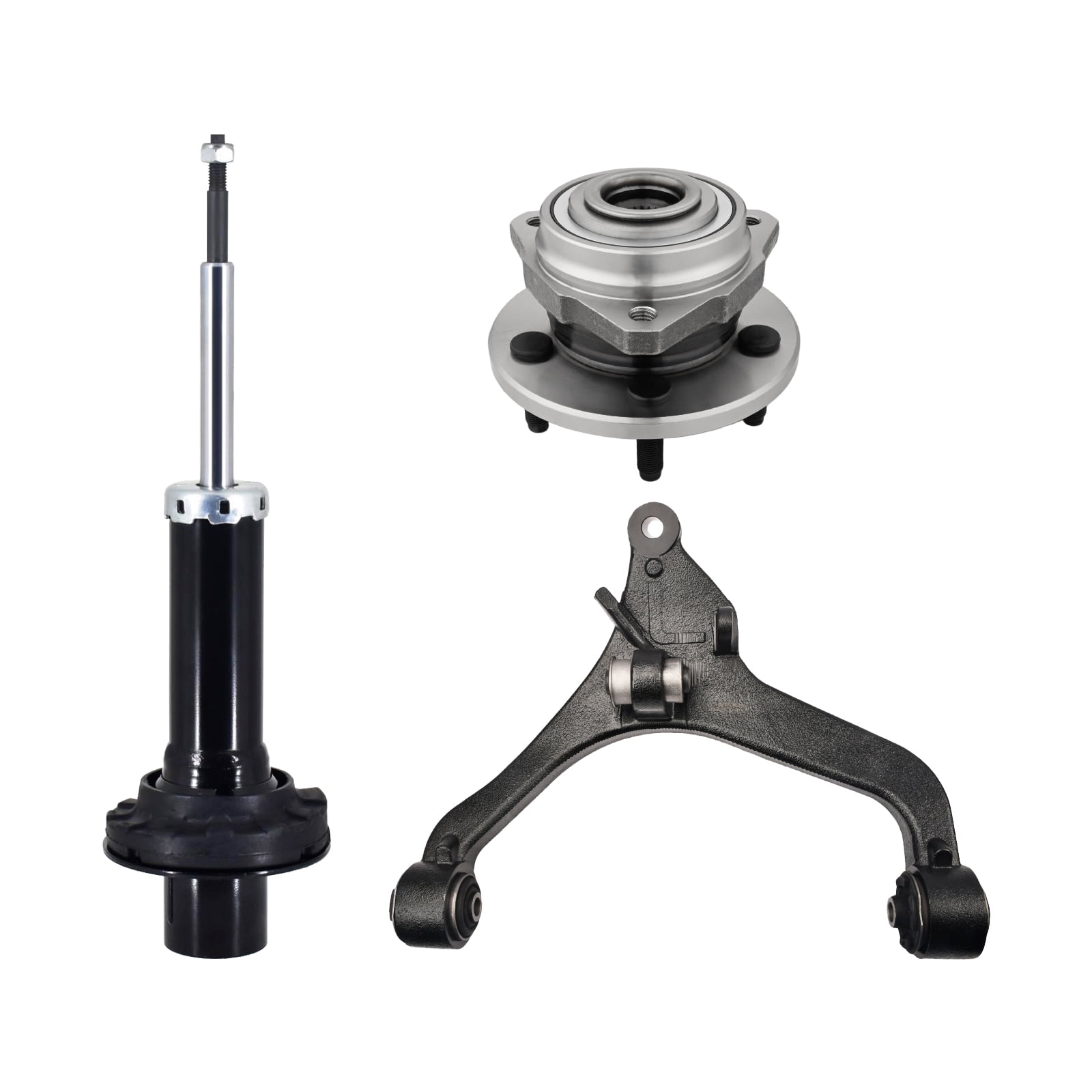 Set of 3 Front Left Lower Control Arm-Wheel Hub Bearing Assembly ...