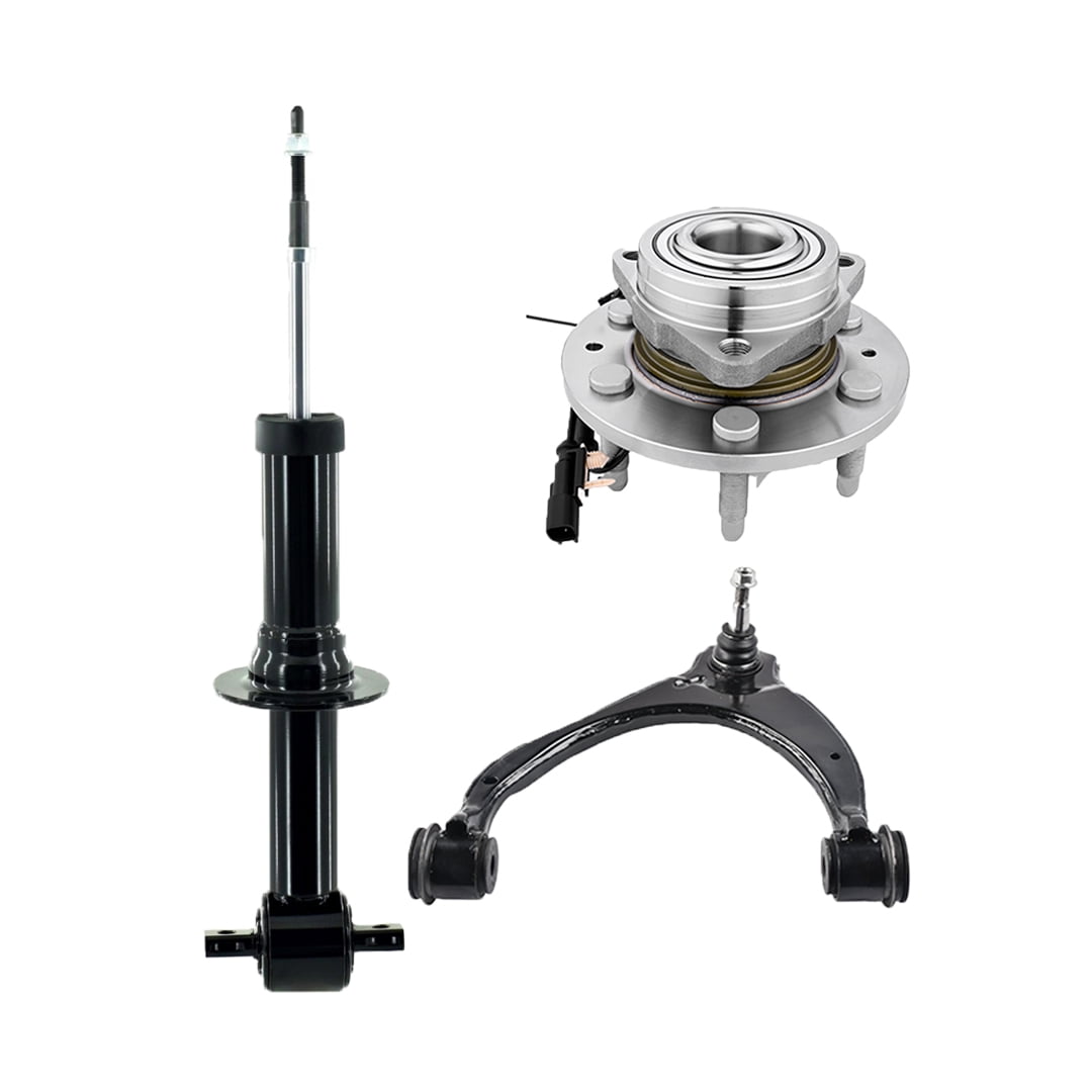 Set of 3 Front Left Upper Control Arm Ball Joint-Wheel Hub Bearing Assembly-Suspension Strut ...