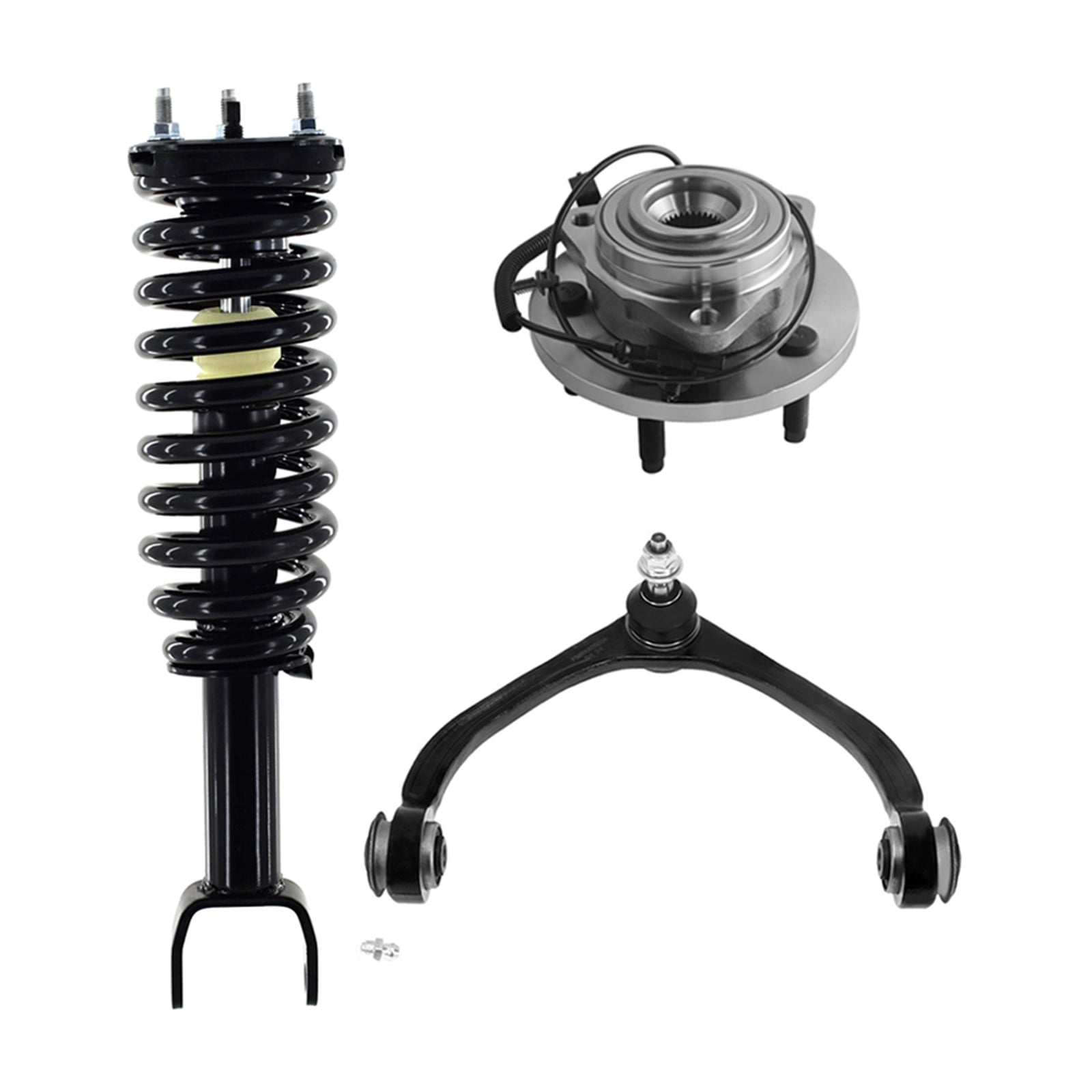 Set of 3 Front Upper Control Arm Ball Joint-Wheel Hub Bearing Assembly ...