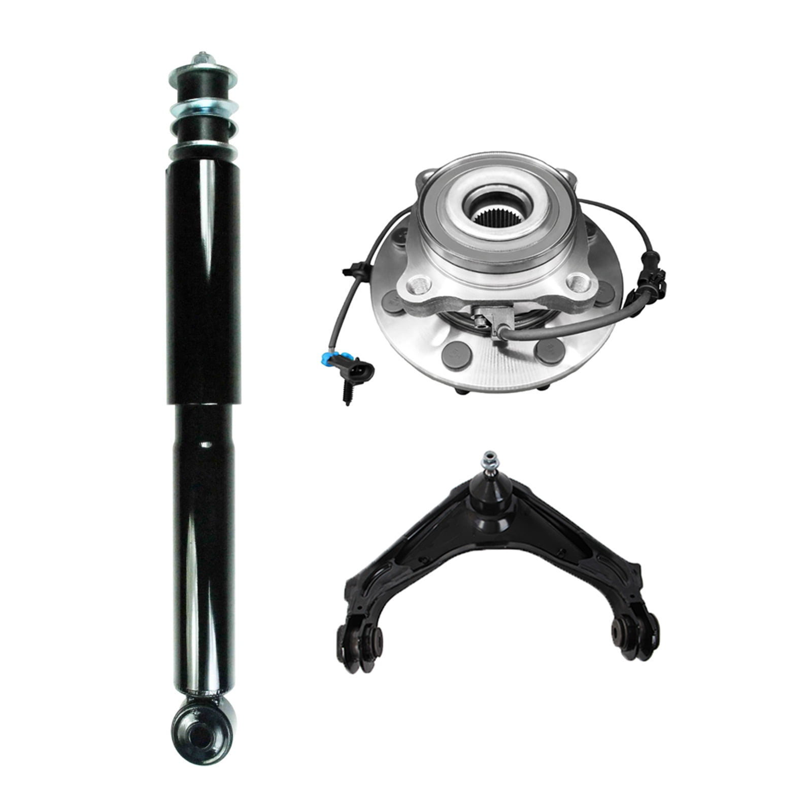 Set of 3 Front Upper Wheel Hub Bearing Assembly-Control Arm Ball Joint ...