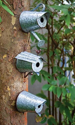 Set of 3 Galvanized Metal Bird Houses - Walmart.com