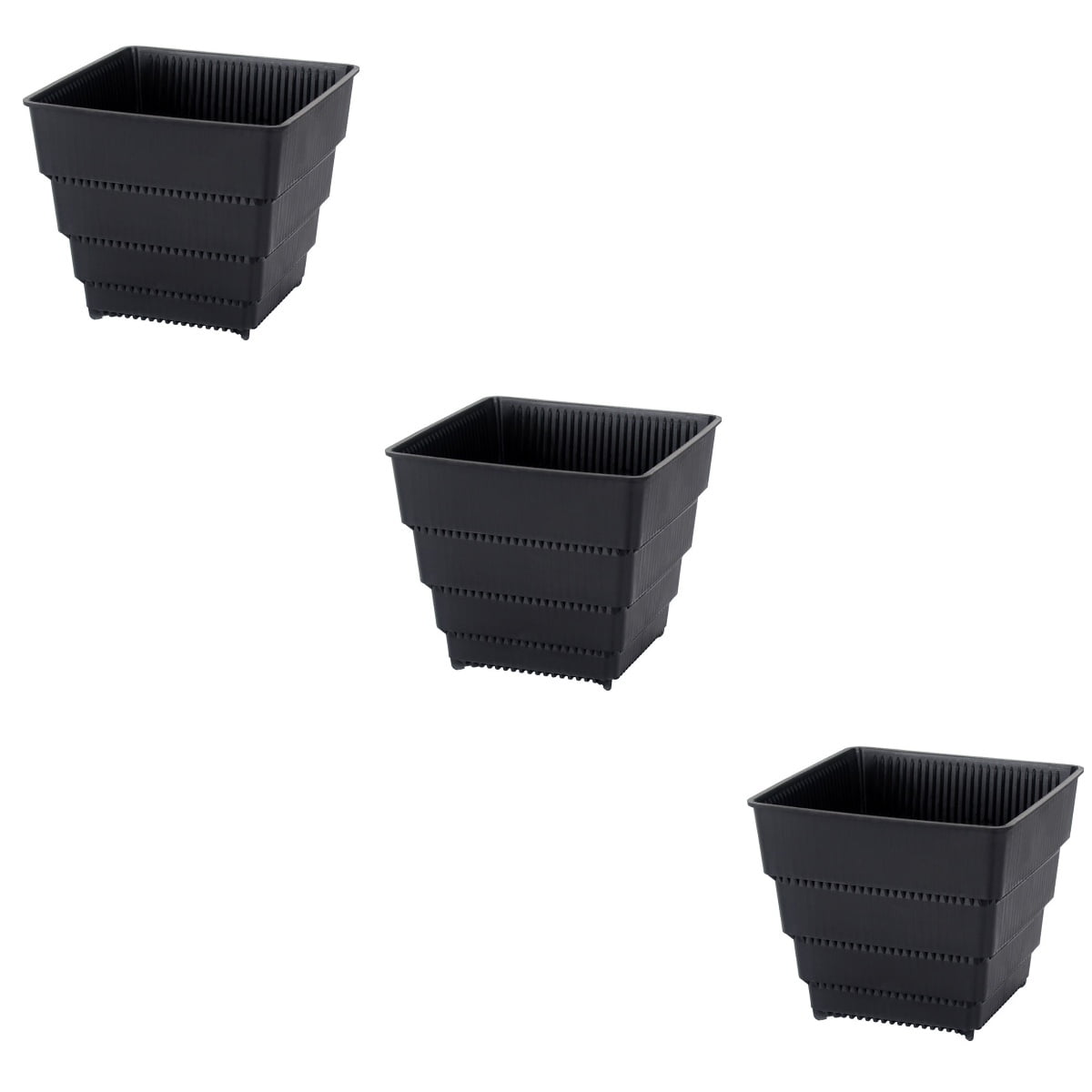 Set of 3 Garden Flower Pot Home Plastic Square Succulent Decor ...
