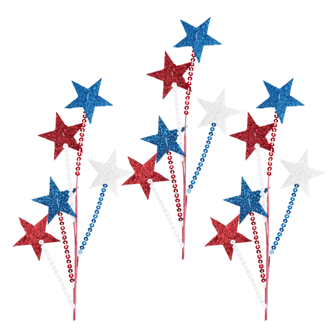 Set of 3 Glittered Red, White and Blue Americana Star Sprays - For ...