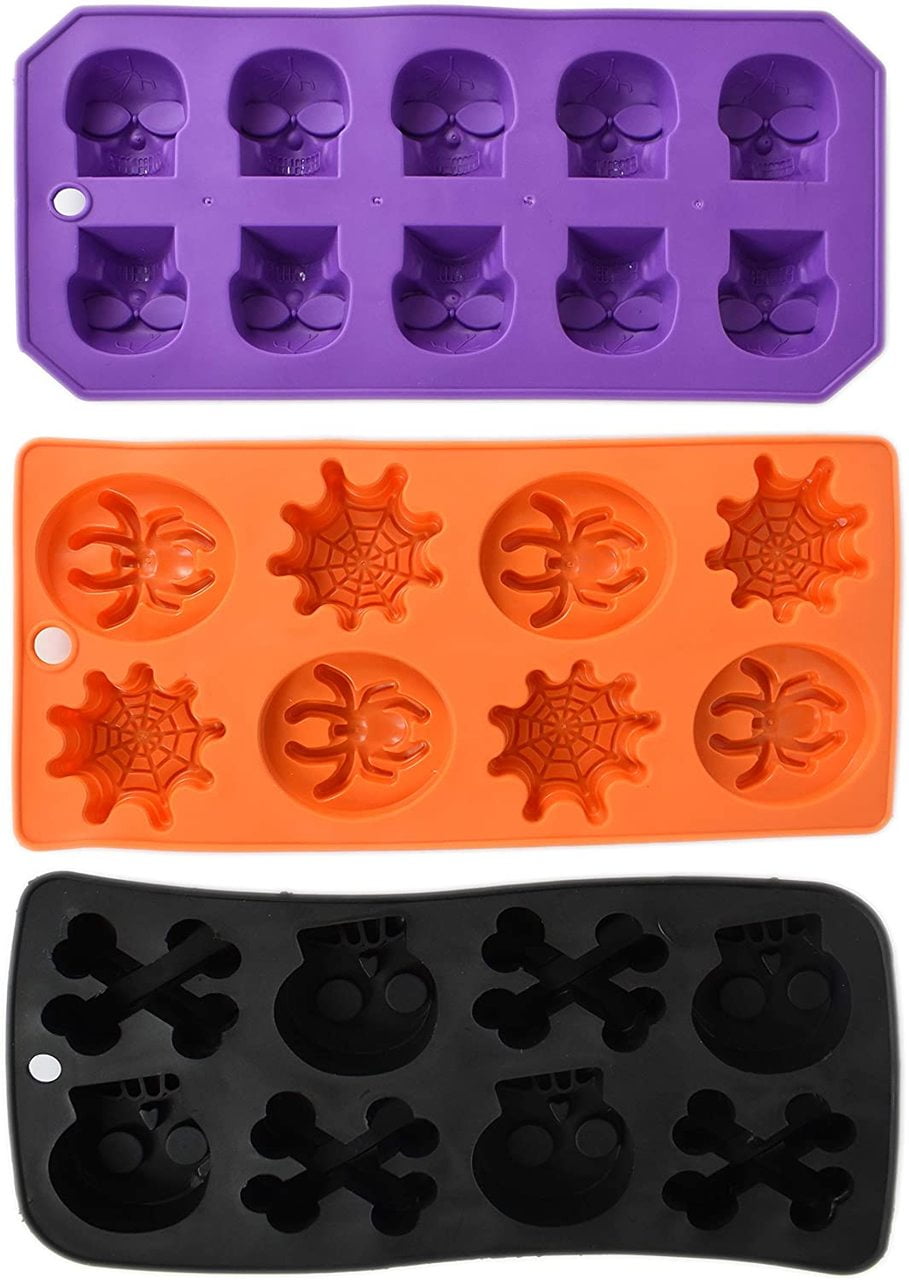 Black Duck Brand Halloween Spooky Ice Cube Trays, Flexible Silicone ...