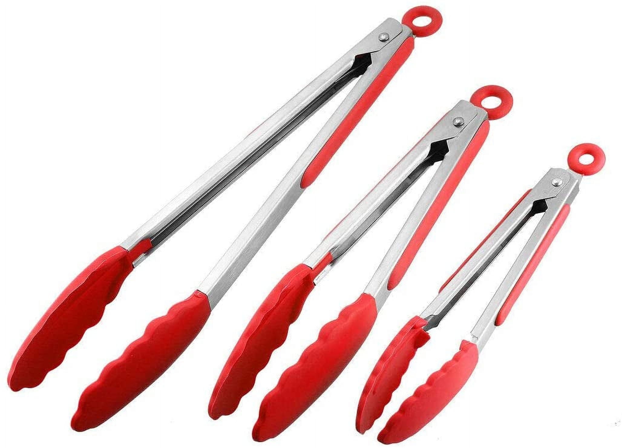 Set of 3 Heavy Duty, Non-Stick, Stainless Steel Kitchen Tongs (7, 9 ...