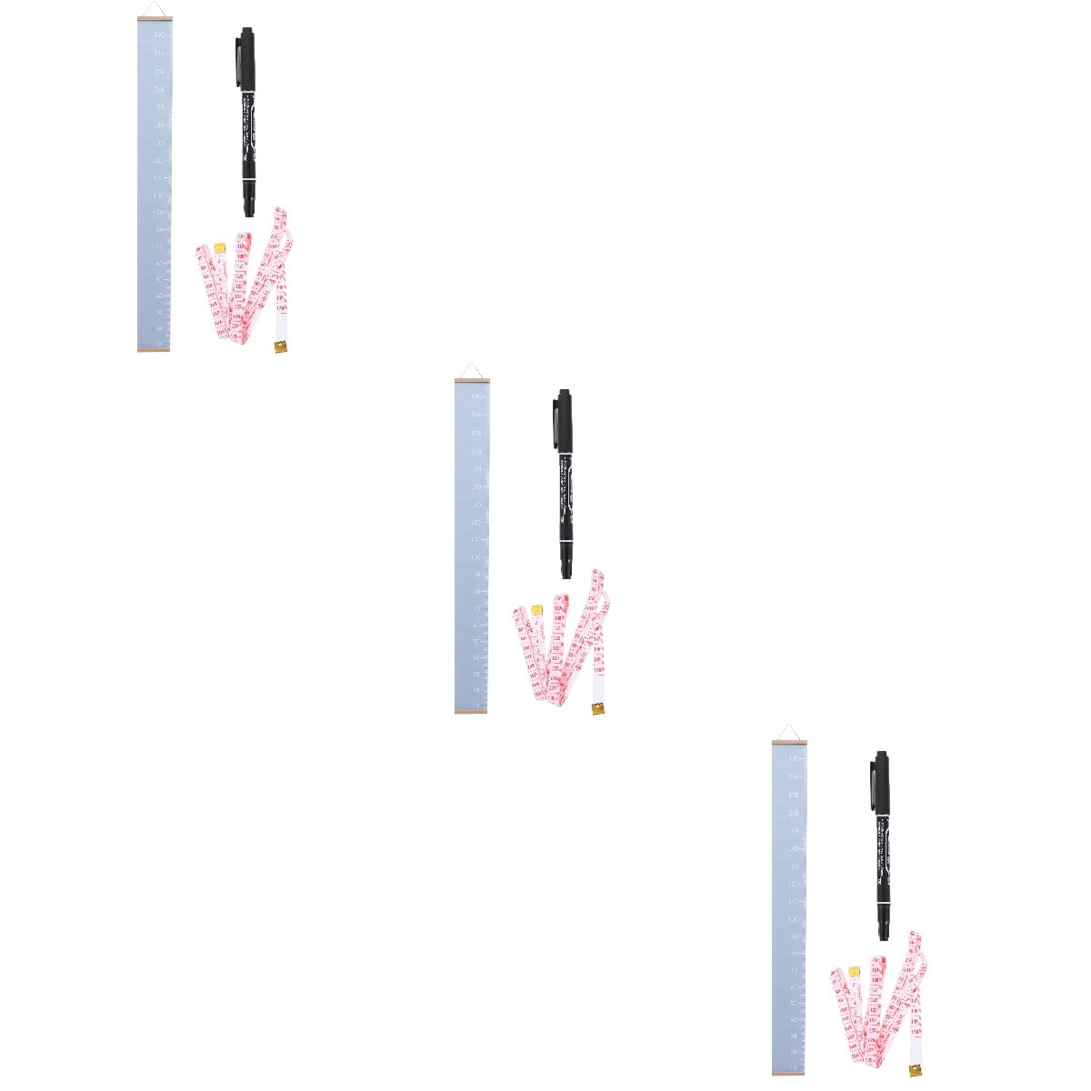 Set of 3 Height Measuring Ruler Children Hanging Canvas Chart Bedroom ...