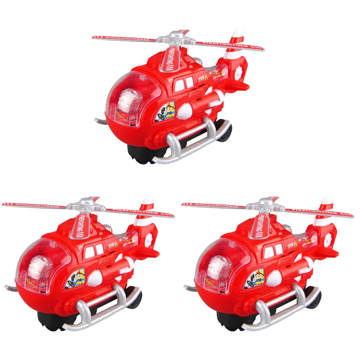 Set of 3 Helicopter Toy for Kids Assembly Plaything Child Red - Walmart.com