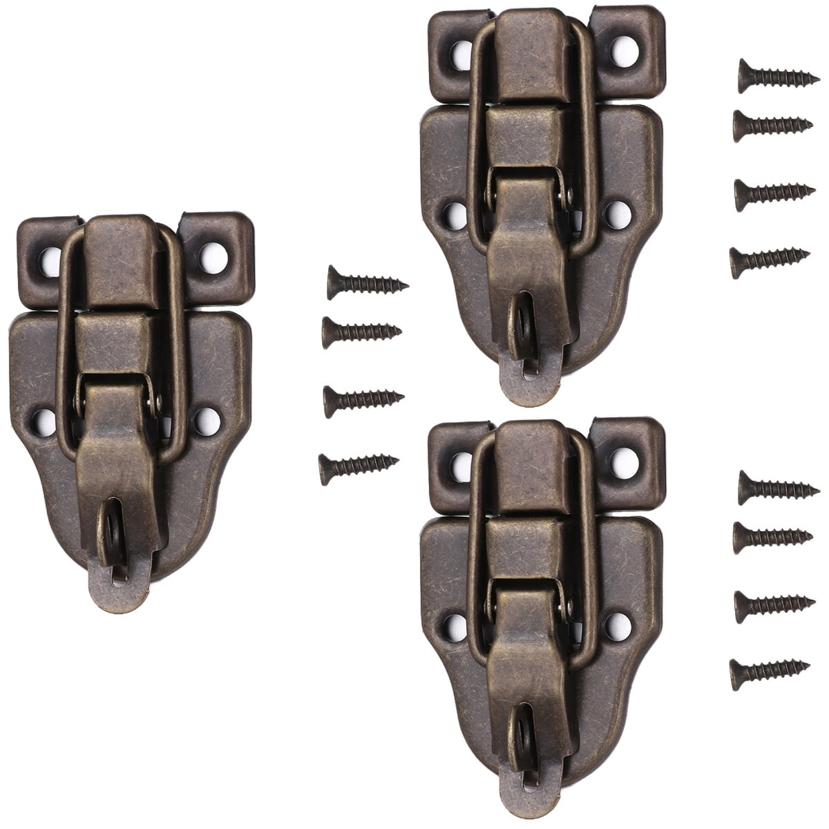Set of 3 Hook Locks Antique Wooden Gift Door Touch Top Lid Bin Latch ...