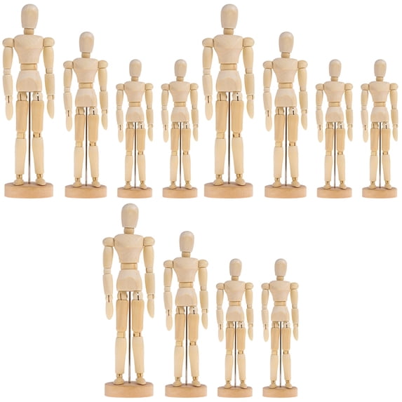 Set of 3 Humanoid Drawing Figure Model Doll Ornament - Walmart.com