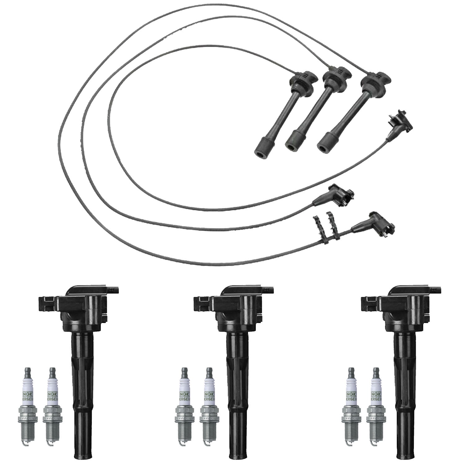 ISA Ignition Coils (Set of 3), Wiresets, 6 NGK Spark Plugs for Toyota ...