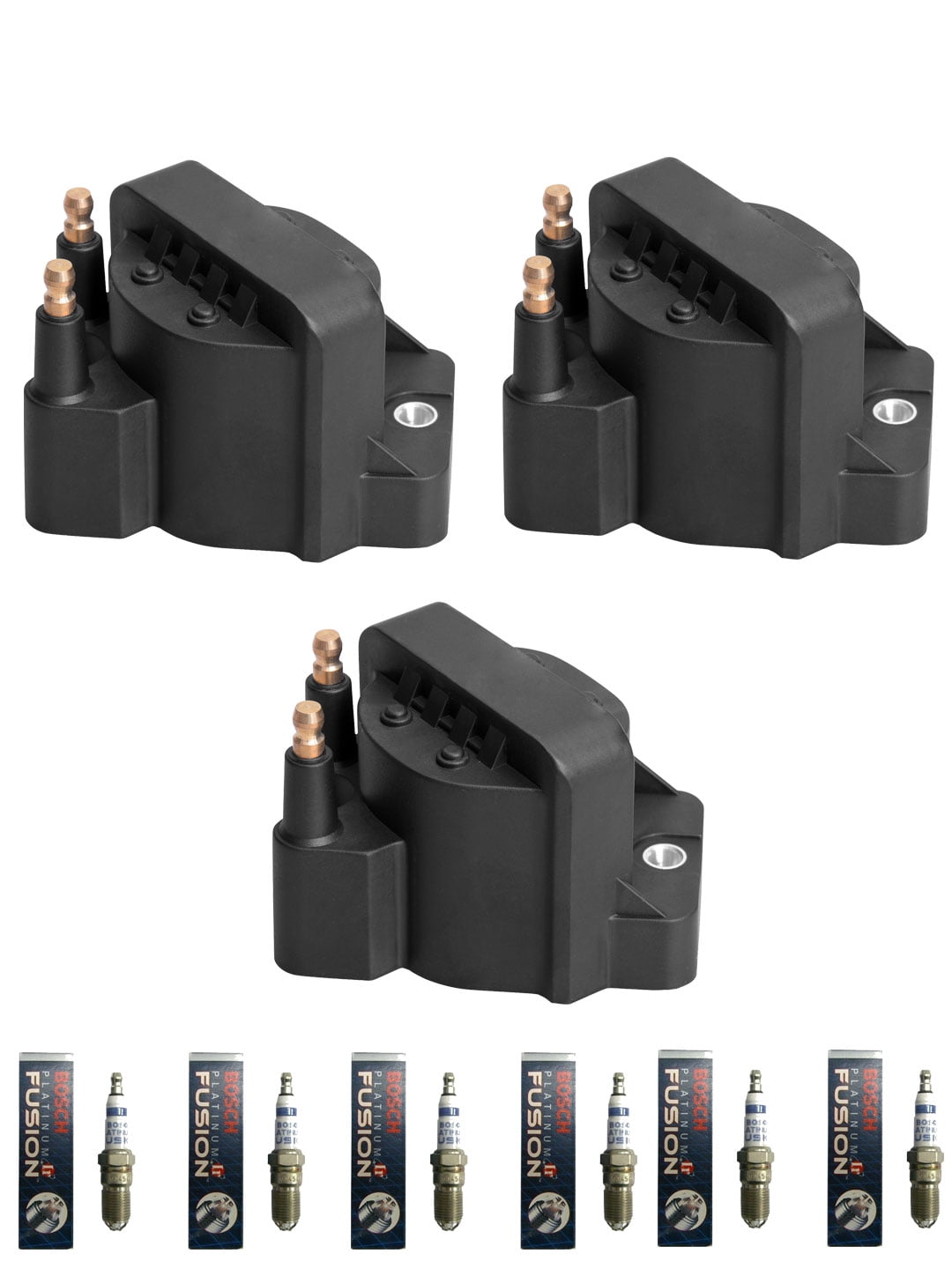 Set of 3 ISA Ignition Coils and 6 Spark Plugs Compatible with 2002-2003 ...