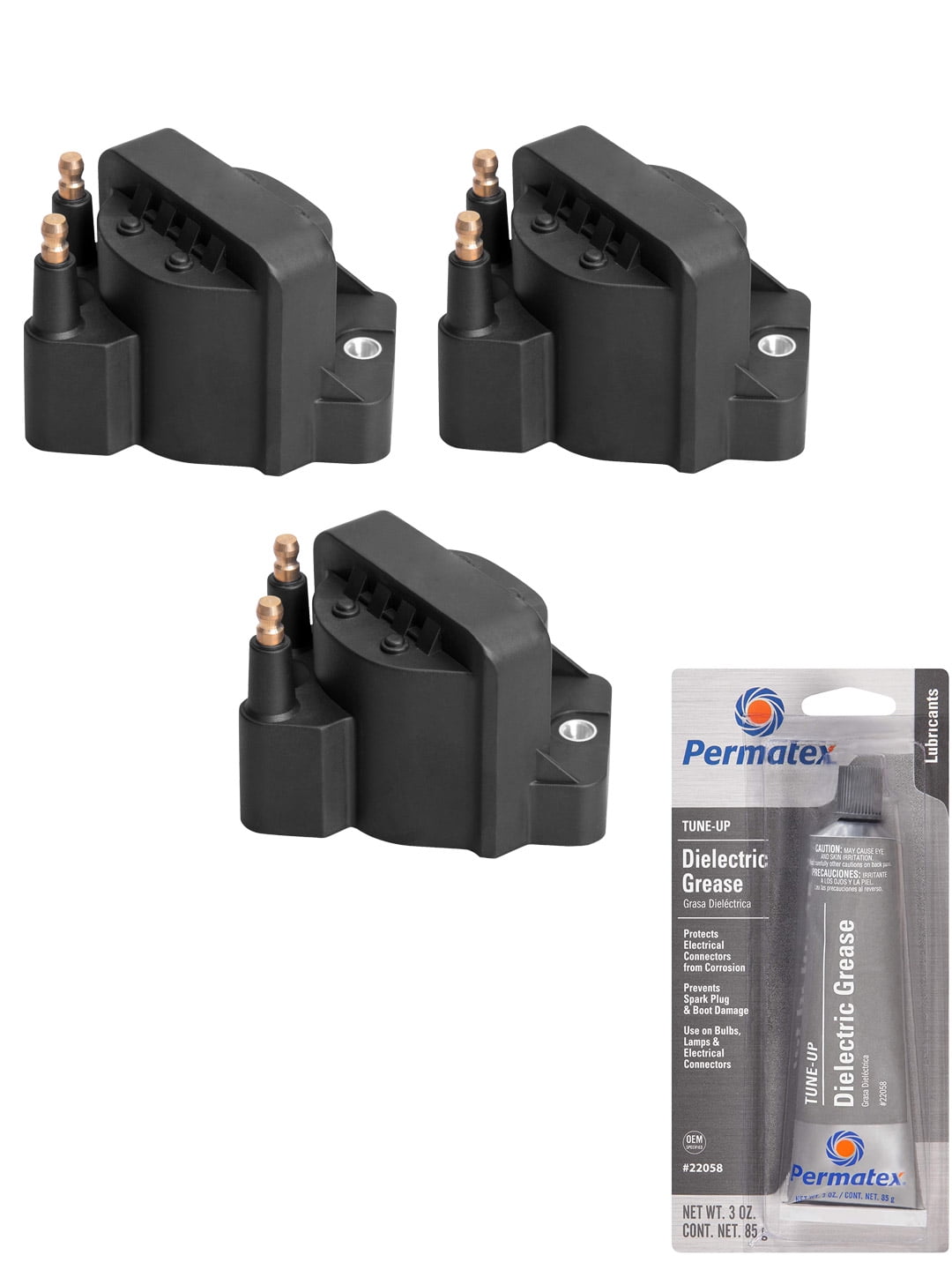 Set of 3 Ignition Coil Packs and Permatex 22058 Dielectric Tune-Up ...