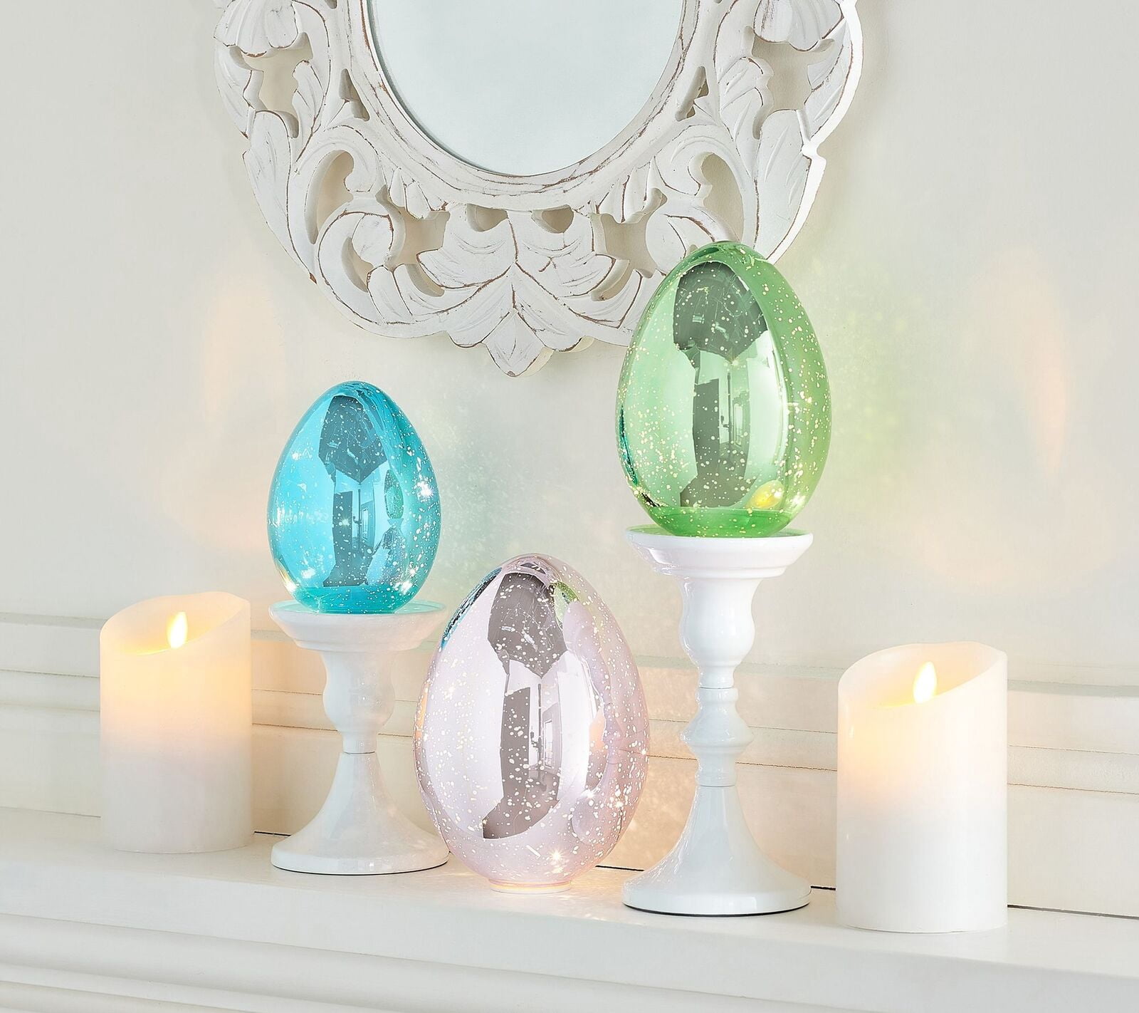 Set of 3 Illuminated Mercury Glass Eggs by Valerie - Walmart.com