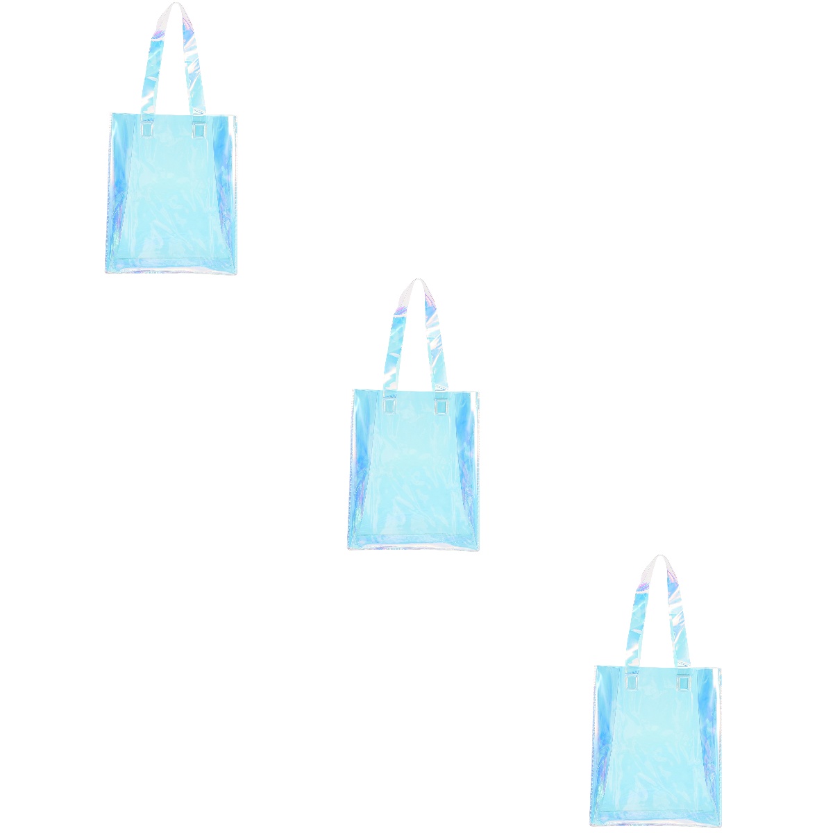 Set of 3 Iridescent Tote Bag Handbag Cosmetics Organizer Pvc Miss ...