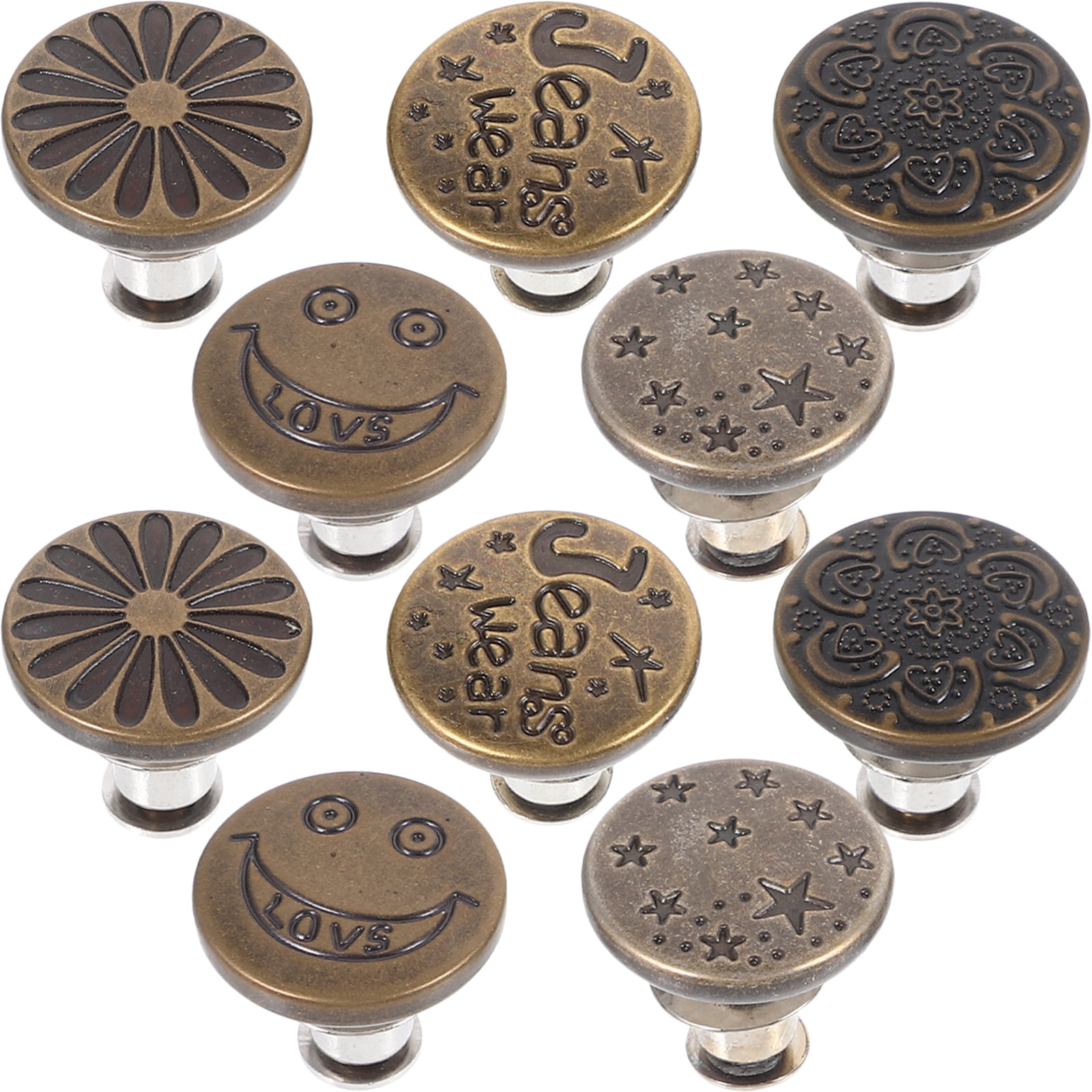 Set of 3 Jeans Fastener Buttons Nail-free Metal Buttons No Sew Buttons ...