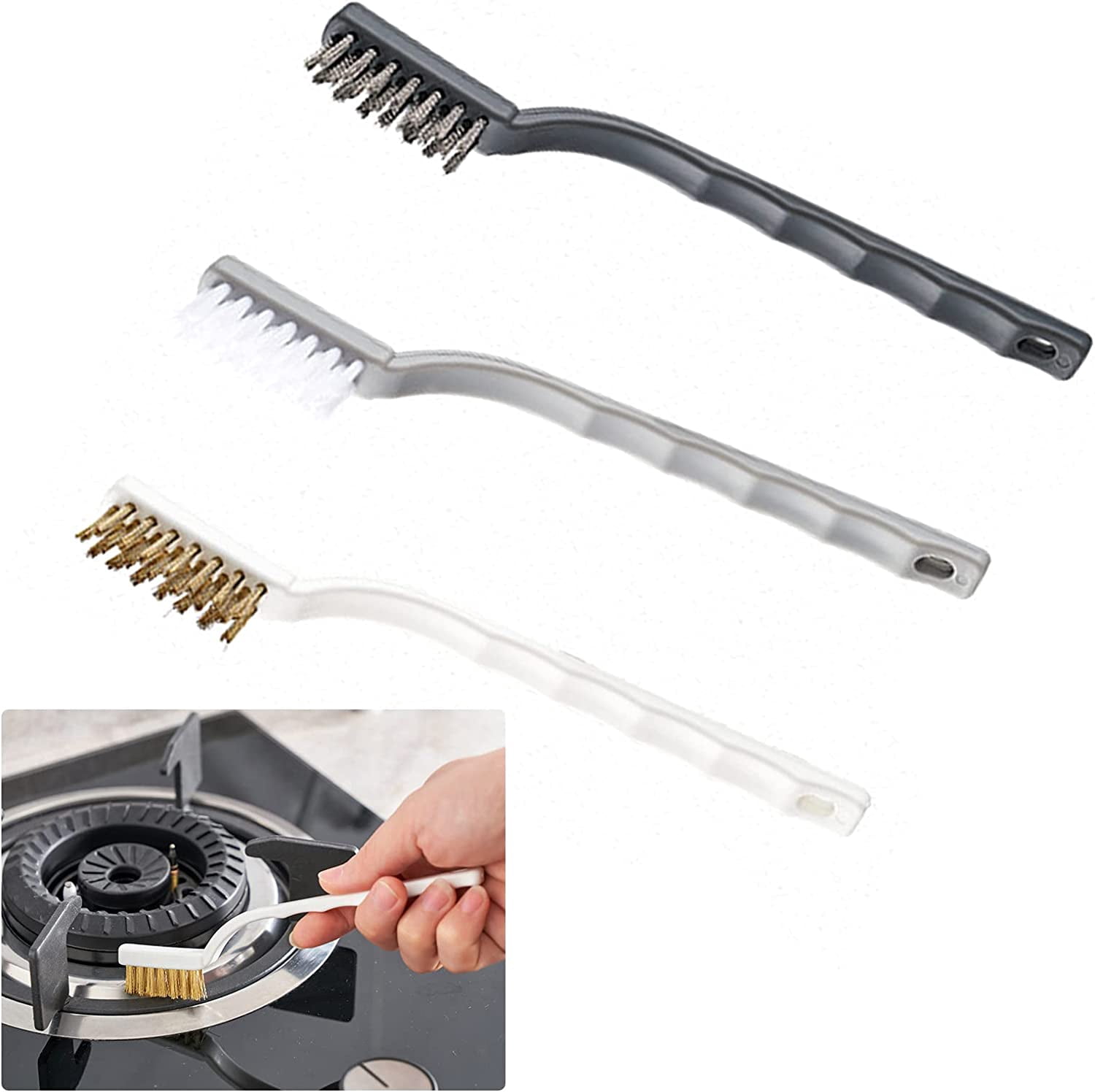 Set of 3 Kitchen Cleaning Scrub Brush Wire Brush (Stainless Steel ...