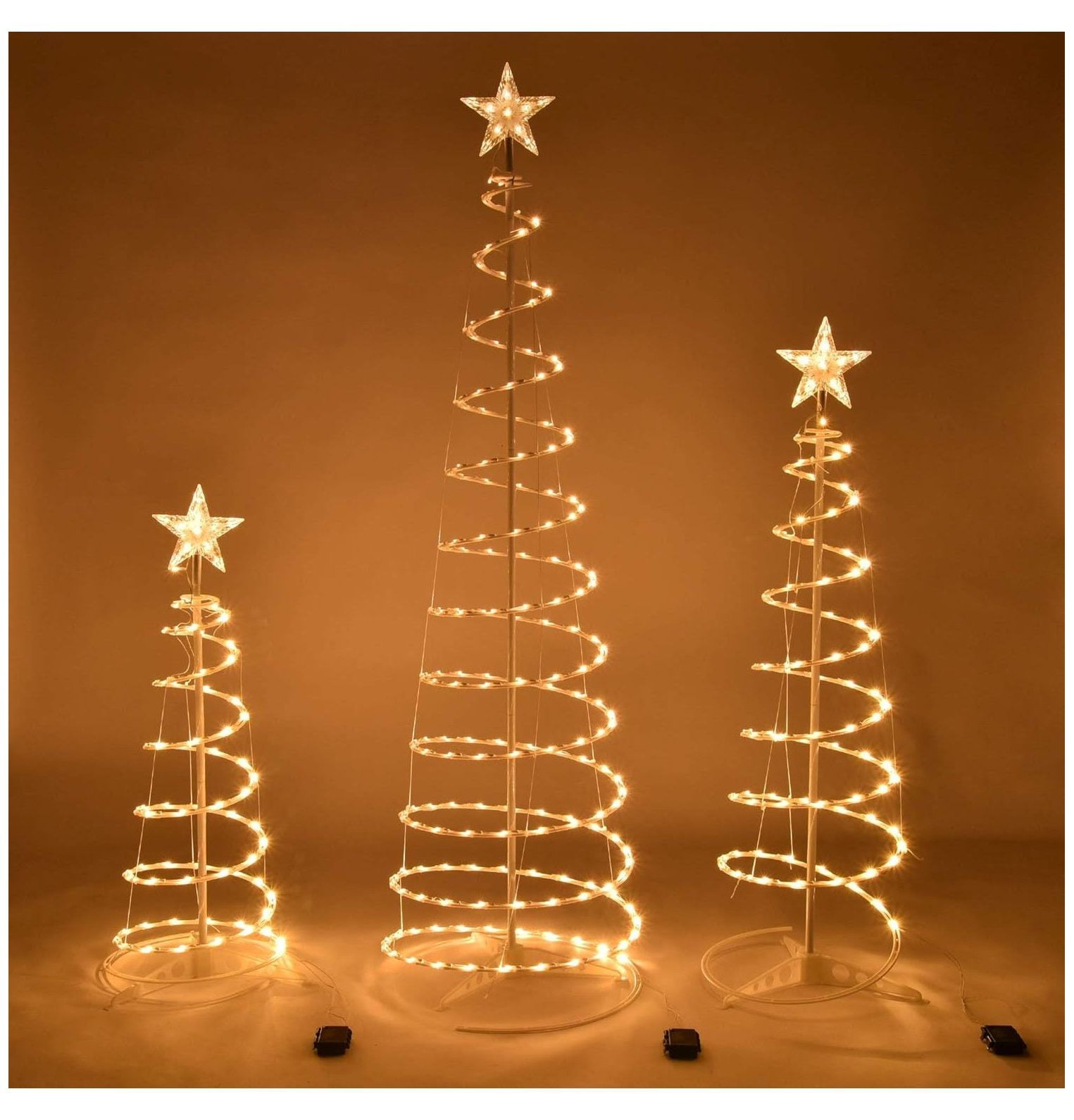 Set of 3 LED Christmas Spiral Light Kit 6Ft 4Ft 3Ft Battery Lighted ...