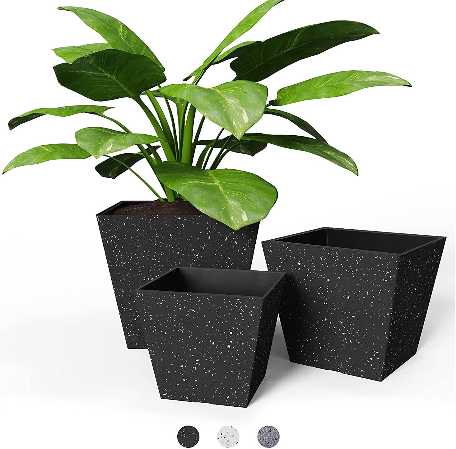Walmart Set of 3 Resin Planters, Indoor/Outdoor, Terrazzo Pattern ...