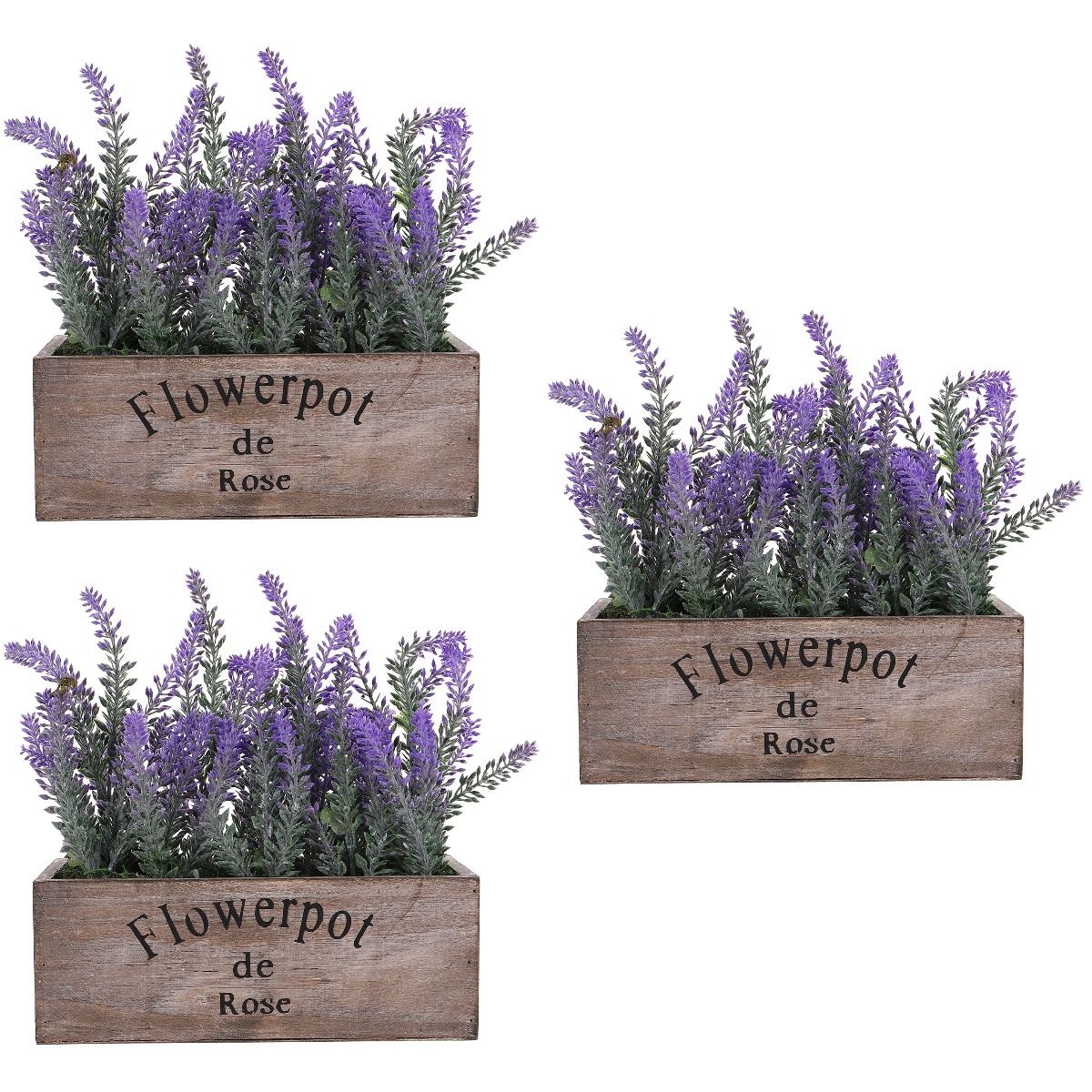 Set of 3 Lavender Potted Plant Peonies Faux Plants Indoor Purple ...
