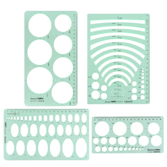 Set of 3 Letter Stencils Oval Templates for Drawing Ruler Engineering ...