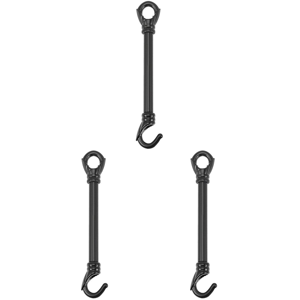 Set of 3 Light Fixtures Ceiling Black Lamp Tube Metal Hooks Support Rod ...