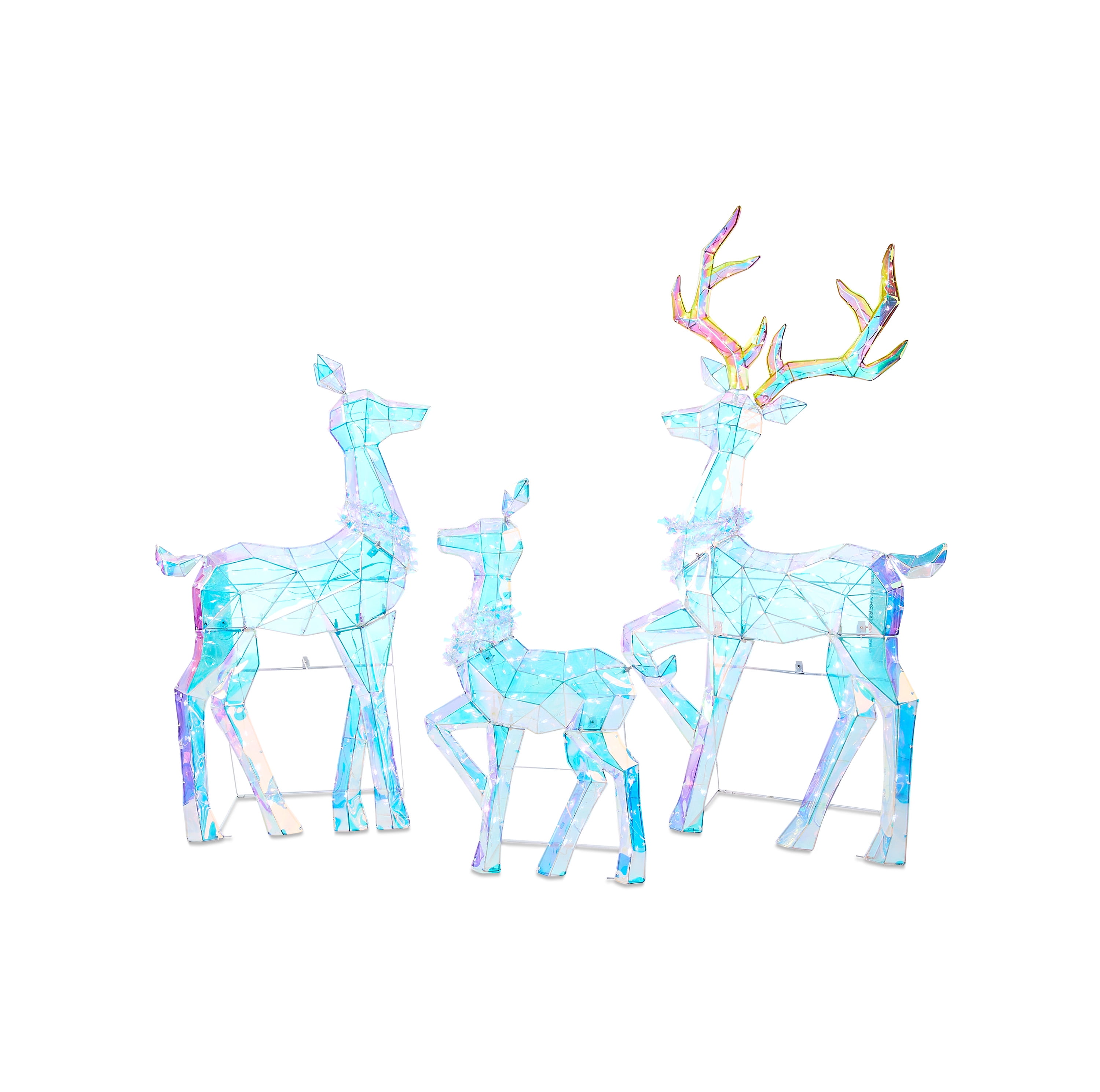 Set of 3 Light-up 2D LED Prismatic Polygon Deer Family, Holiday Time ...