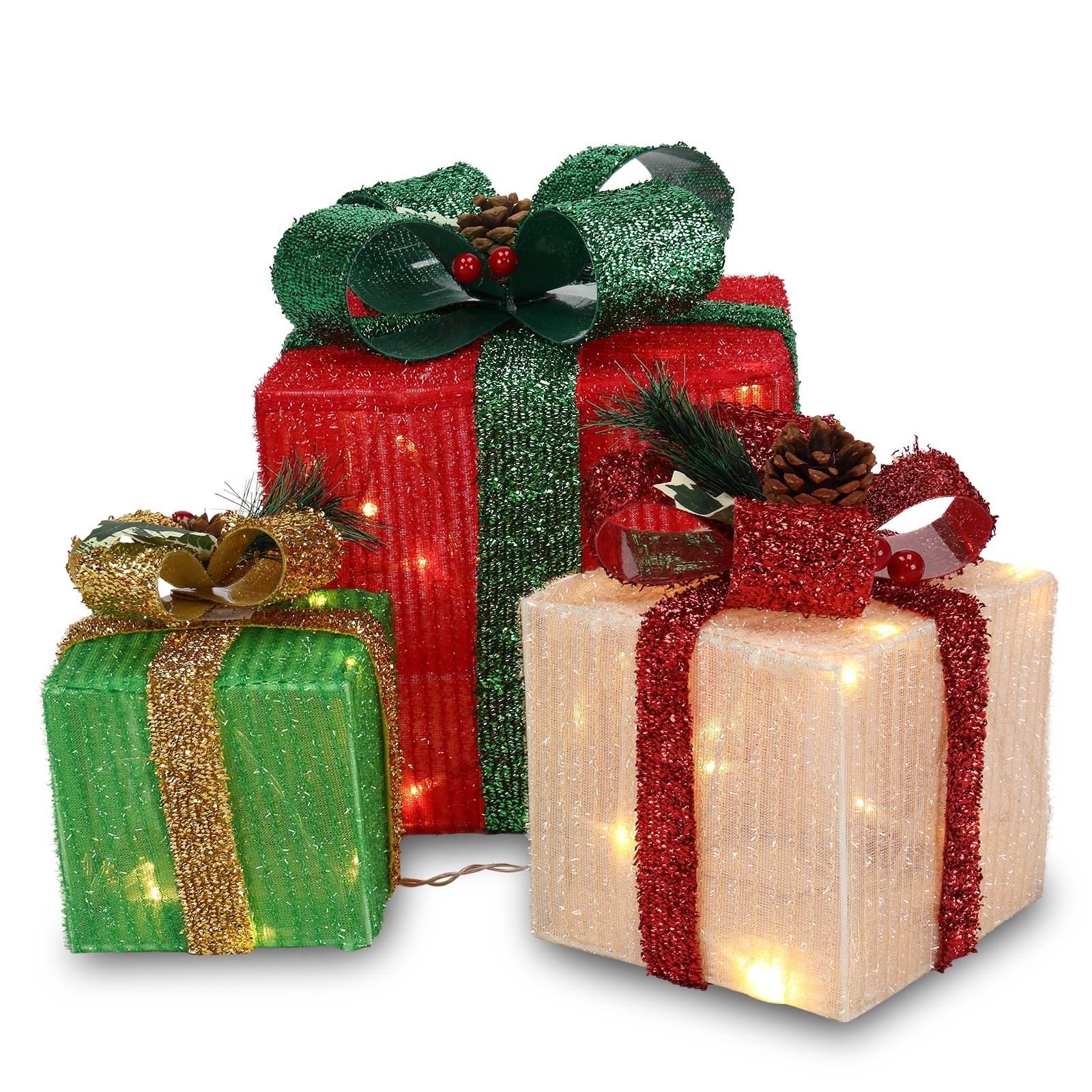 Set of 3 Lighted Gift Boxes Christmas Decoration,DFITO Piece Set Onion ...