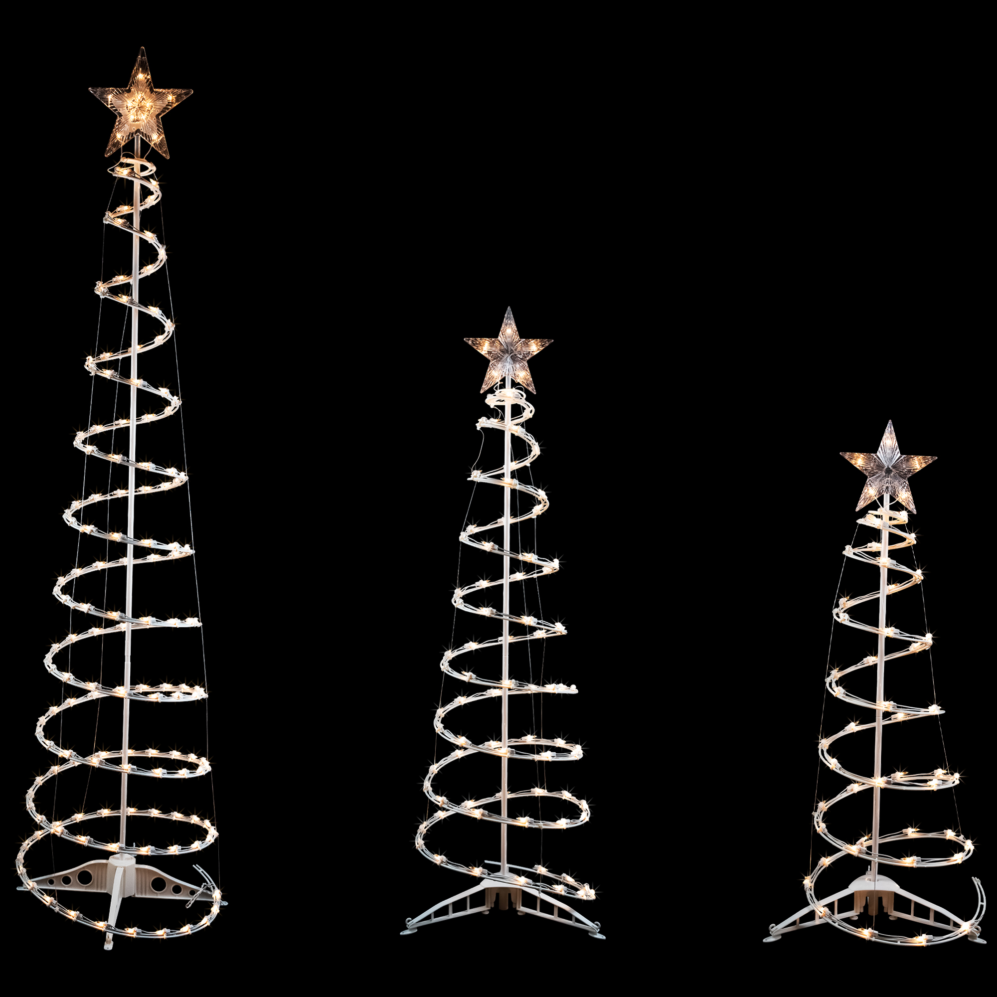 Free Shipping! Set of 3 Lighted Spiral Christmas Trees - 3' 4' and 6 ...