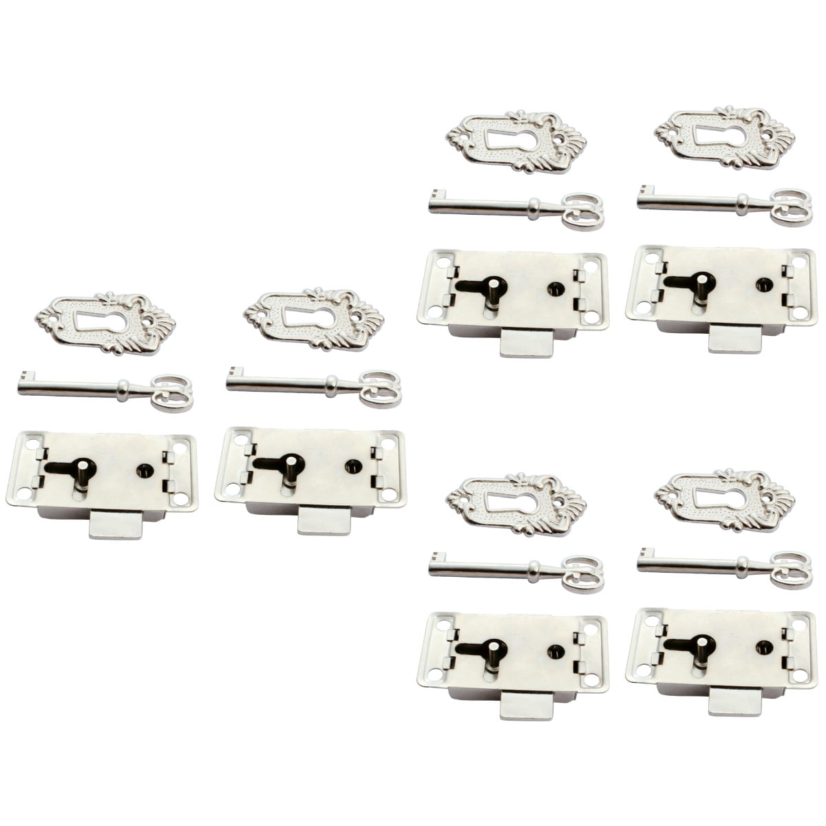 Set of 3 Locks Antique Latch with Key Padlock Drawer Keys Silver ...