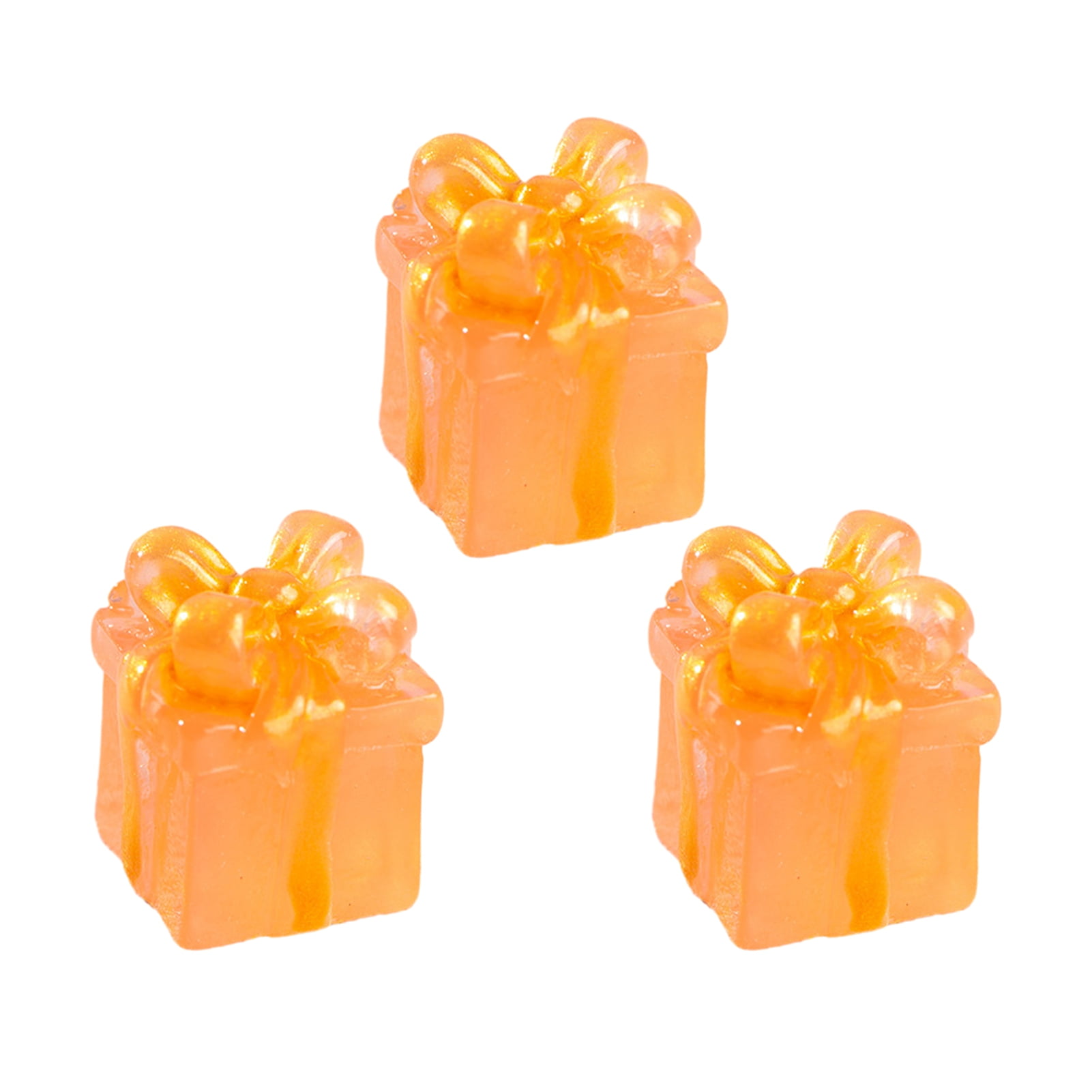 Set of 3 Luminous Cartoon Gift Box Resin Ornaments Fade-Resistant ...