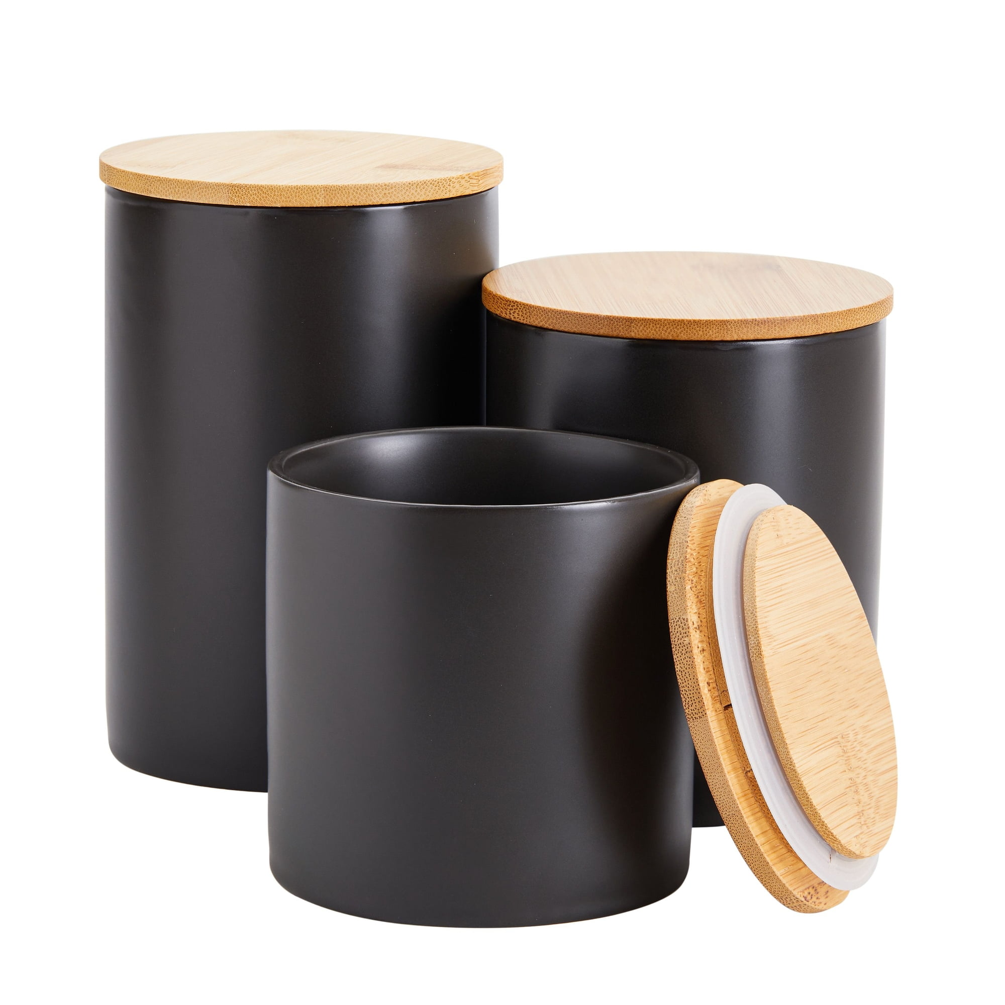 Farmlyn Creek 3 Piece Matte Black Kitchen Canister Set with Airtight ...