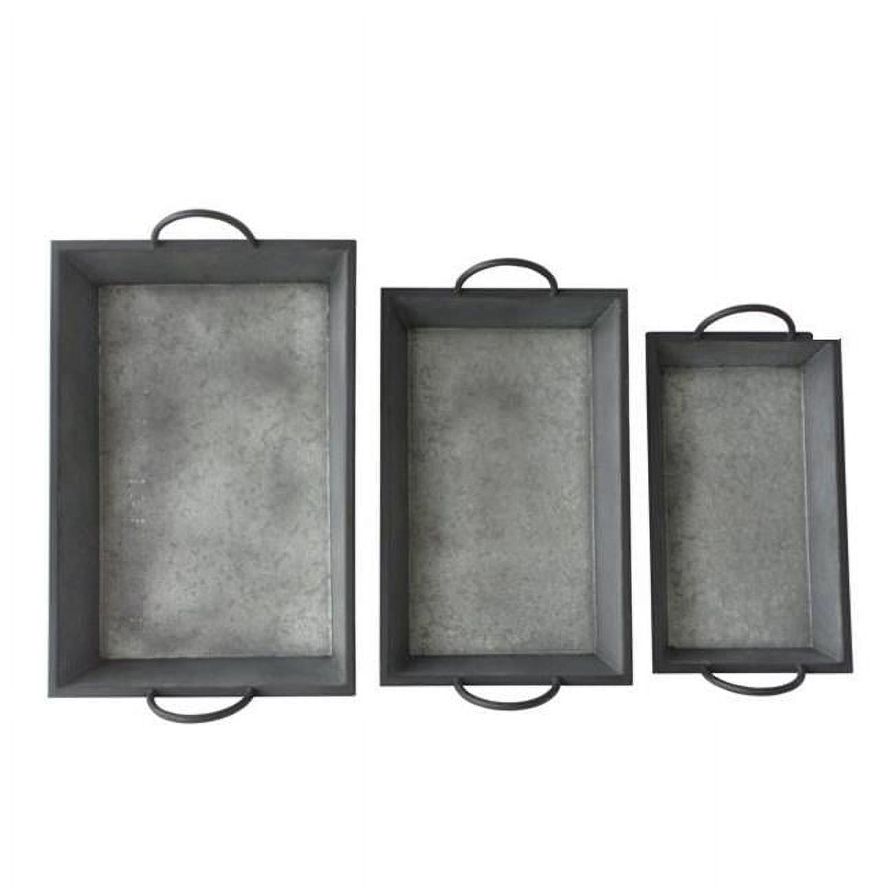 Set of 3 Metal Tapered Tray with Metal Side Handles - Walmart.com