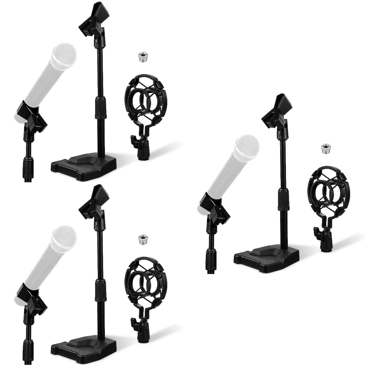 Set of 3 Microphone Rack Fix Stands Desktop Shock Mount Adjustable ...