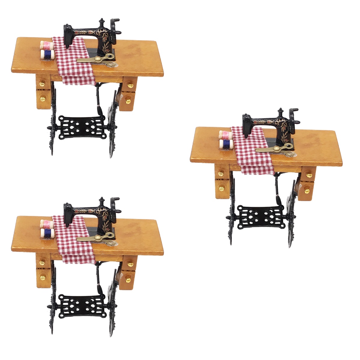 Set of 3 Mini Furniture Delicate Sewing Machine Child Brown - Walmart.com