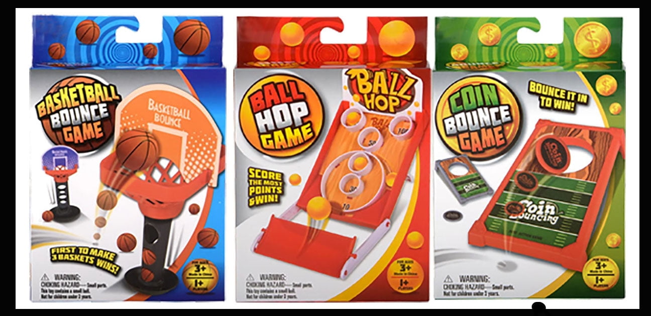 Set of 3 Mini Tabletop Games - Basketball, Ball Hop, Coin Hole - Toy ...