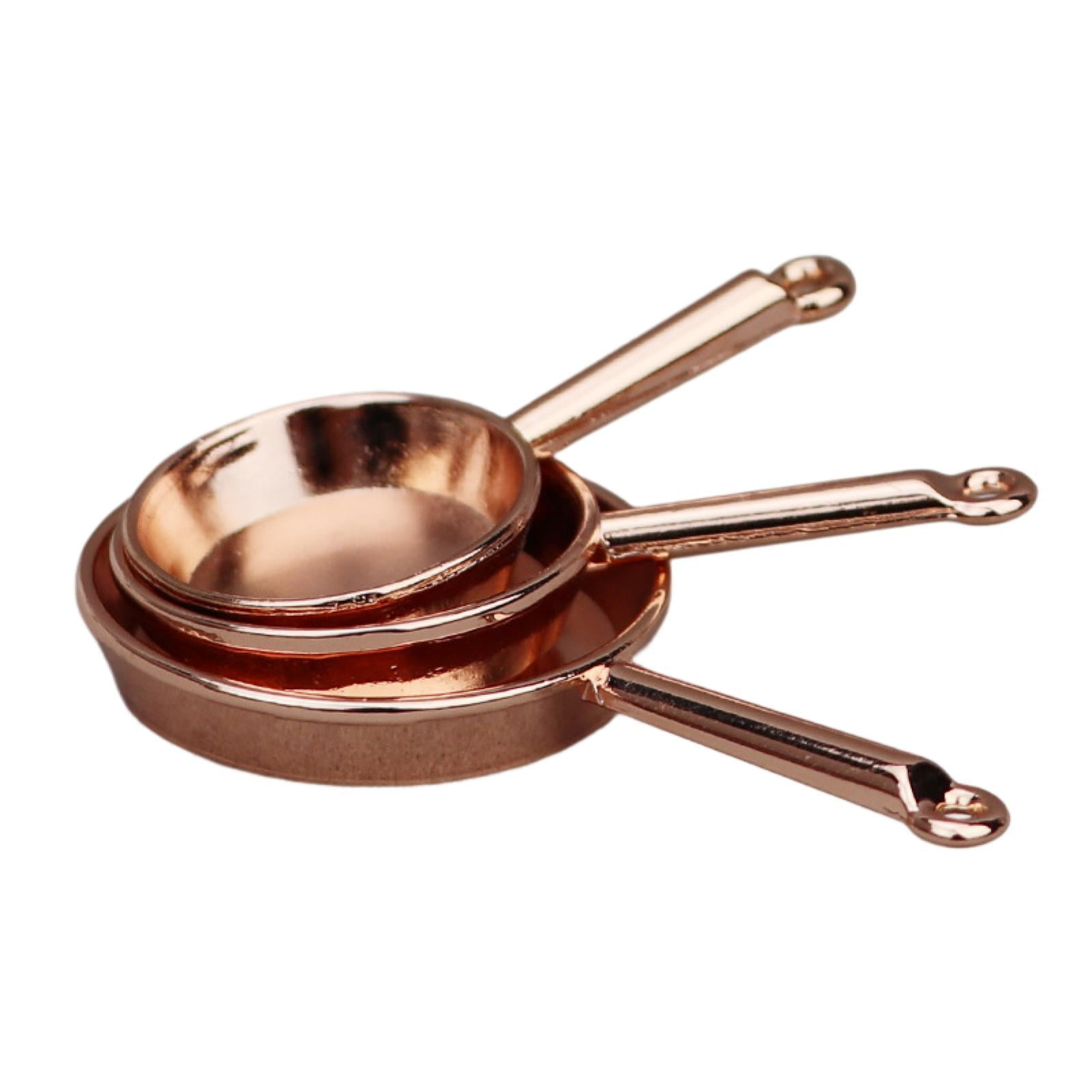 Set of 3 Miniature 1:12 Scale Dollhouse Frypans - Compact Cooking Pots ...