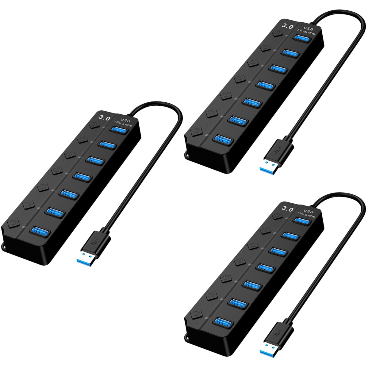 Set of 3 Multi USB Port for Laptop Extension Cable Seven Expander ...