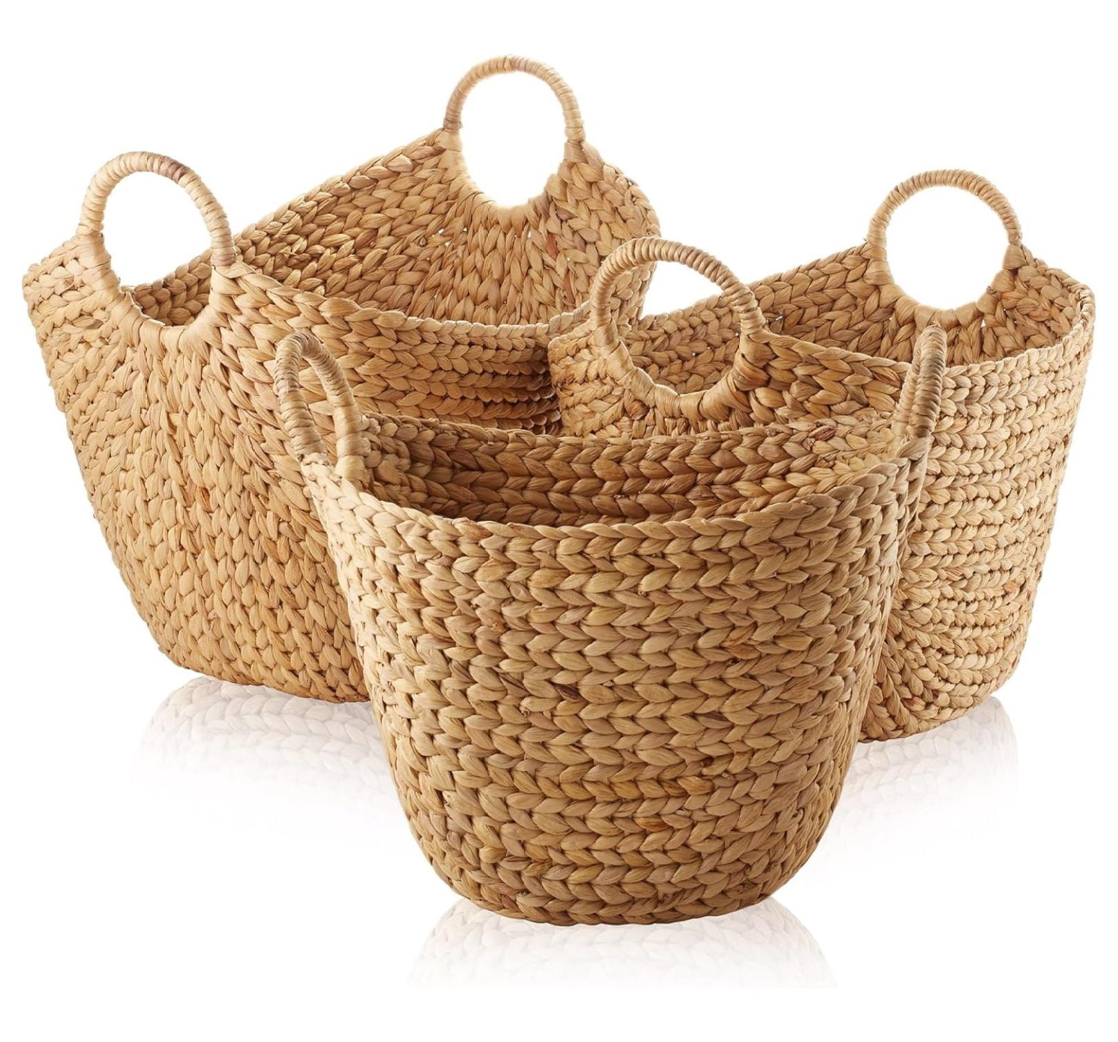Set of 3 Multipurpose Boat Baskets with Handles - Natural, Woven Water ...
